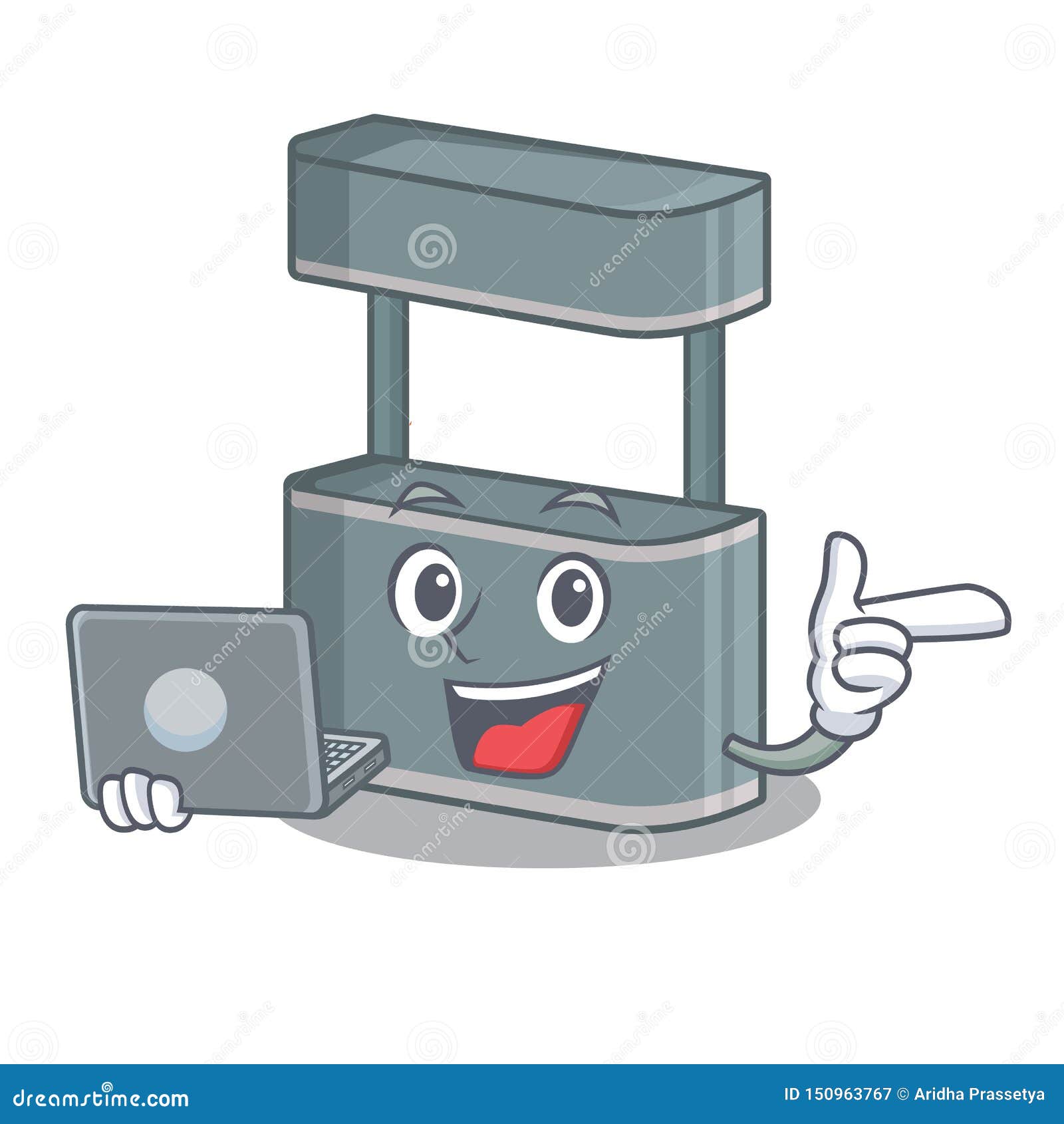 With Laptop Trade Stand Isolated in the Cartoon Stock Vector ...