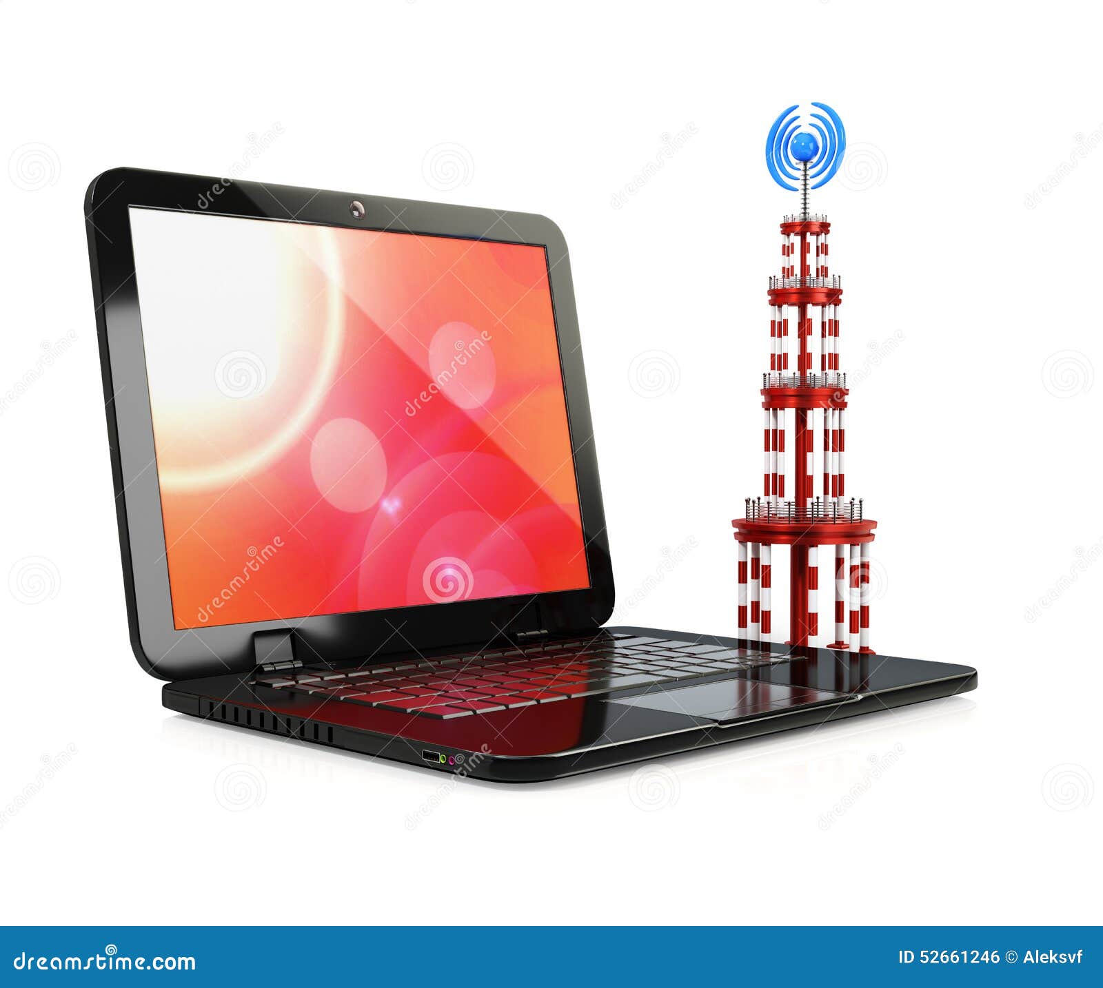 Laptop and Transmitter Tower Stock Illustration - Illustration of ...