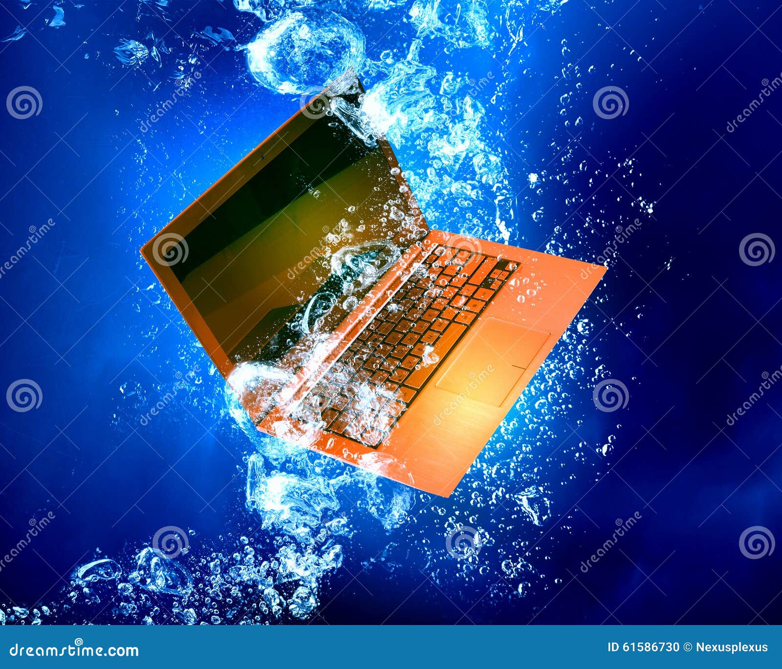 Laptop under water stock photo. Image of wreck, break - 61586730