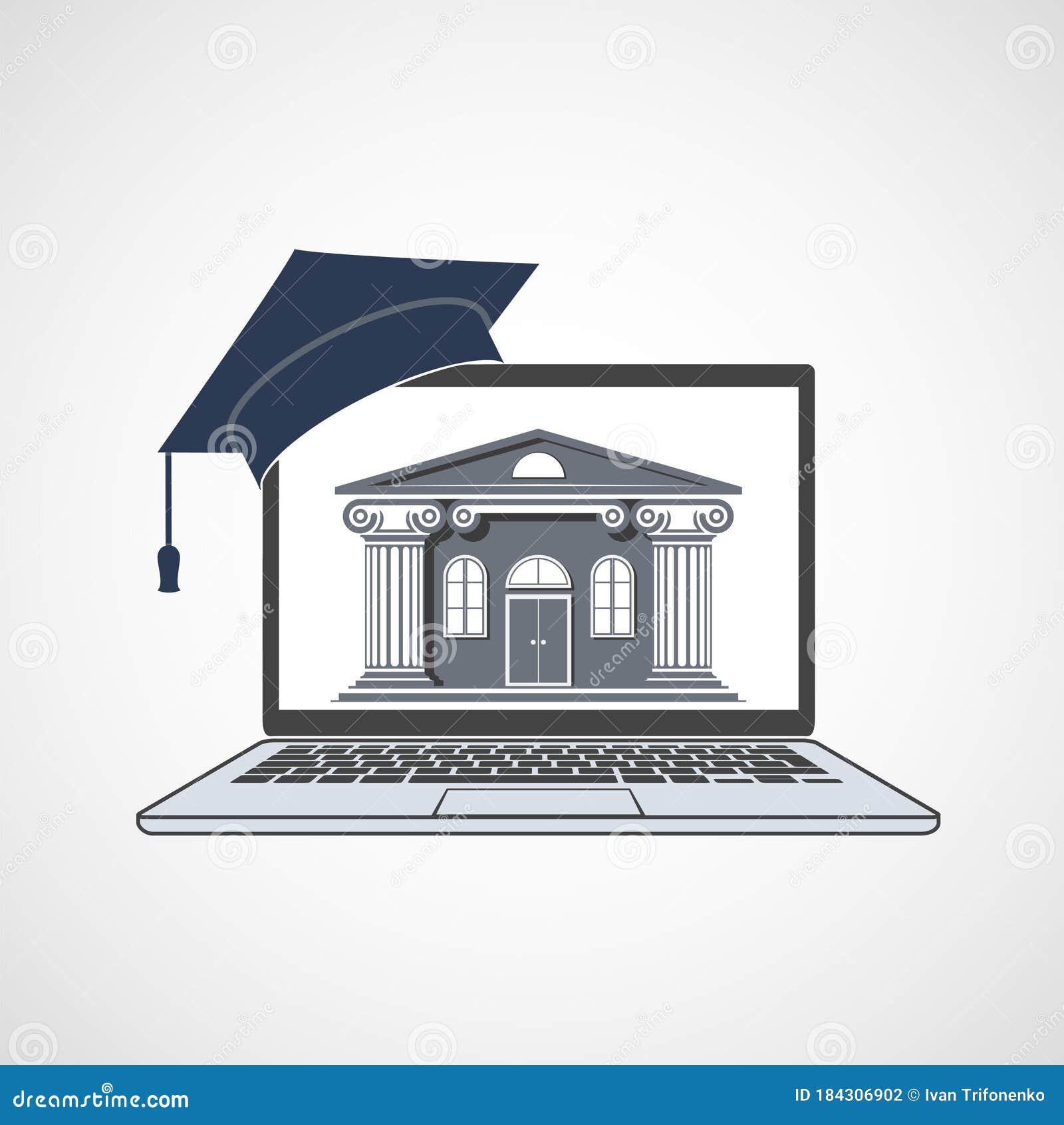 Laptop, Graduate Hat, Cursor Icon. Simple Line, Outline Vector Of ...
