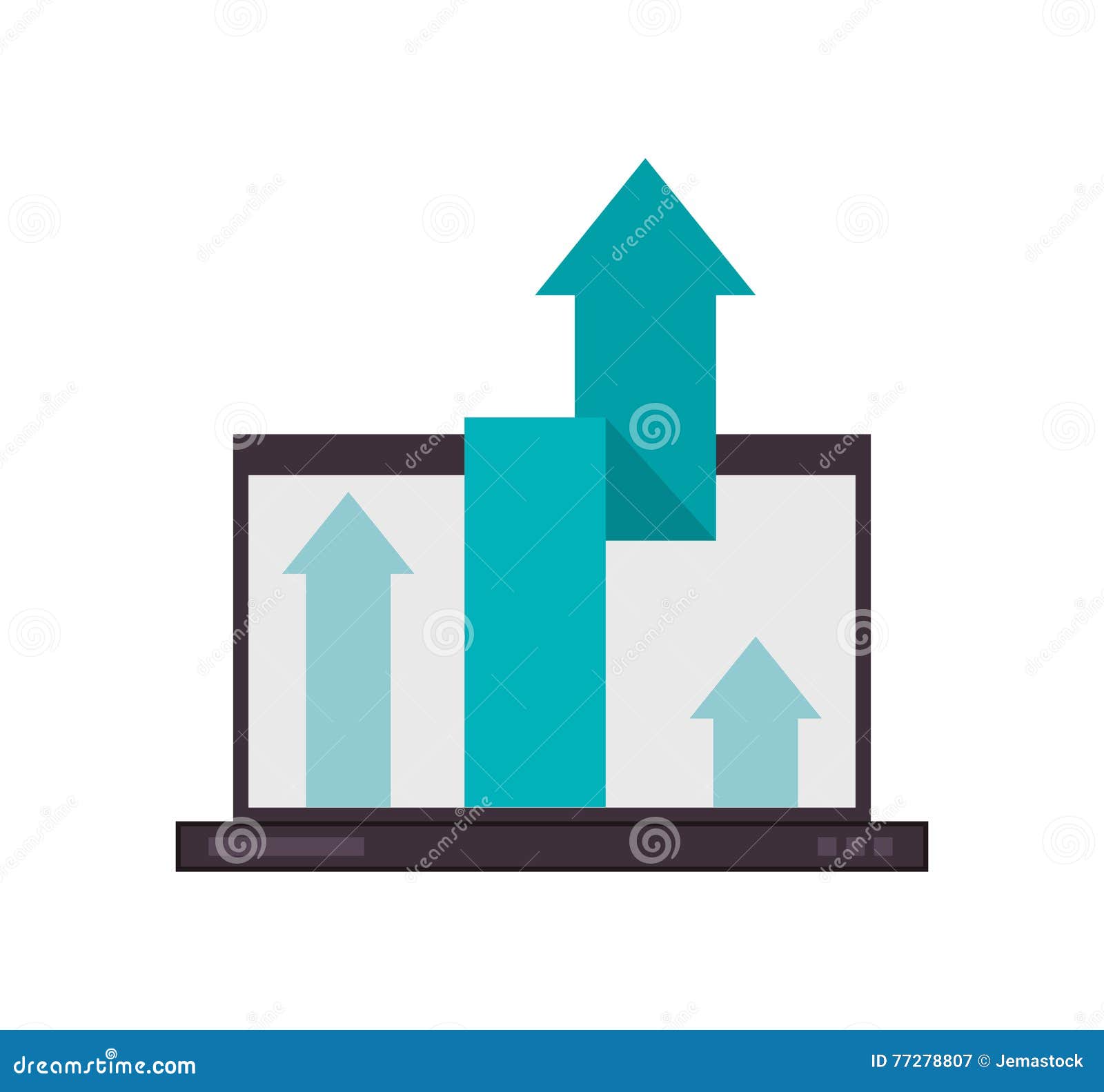 Laptop and up arrow icon stock vector. Illustration of trendy - 77278807