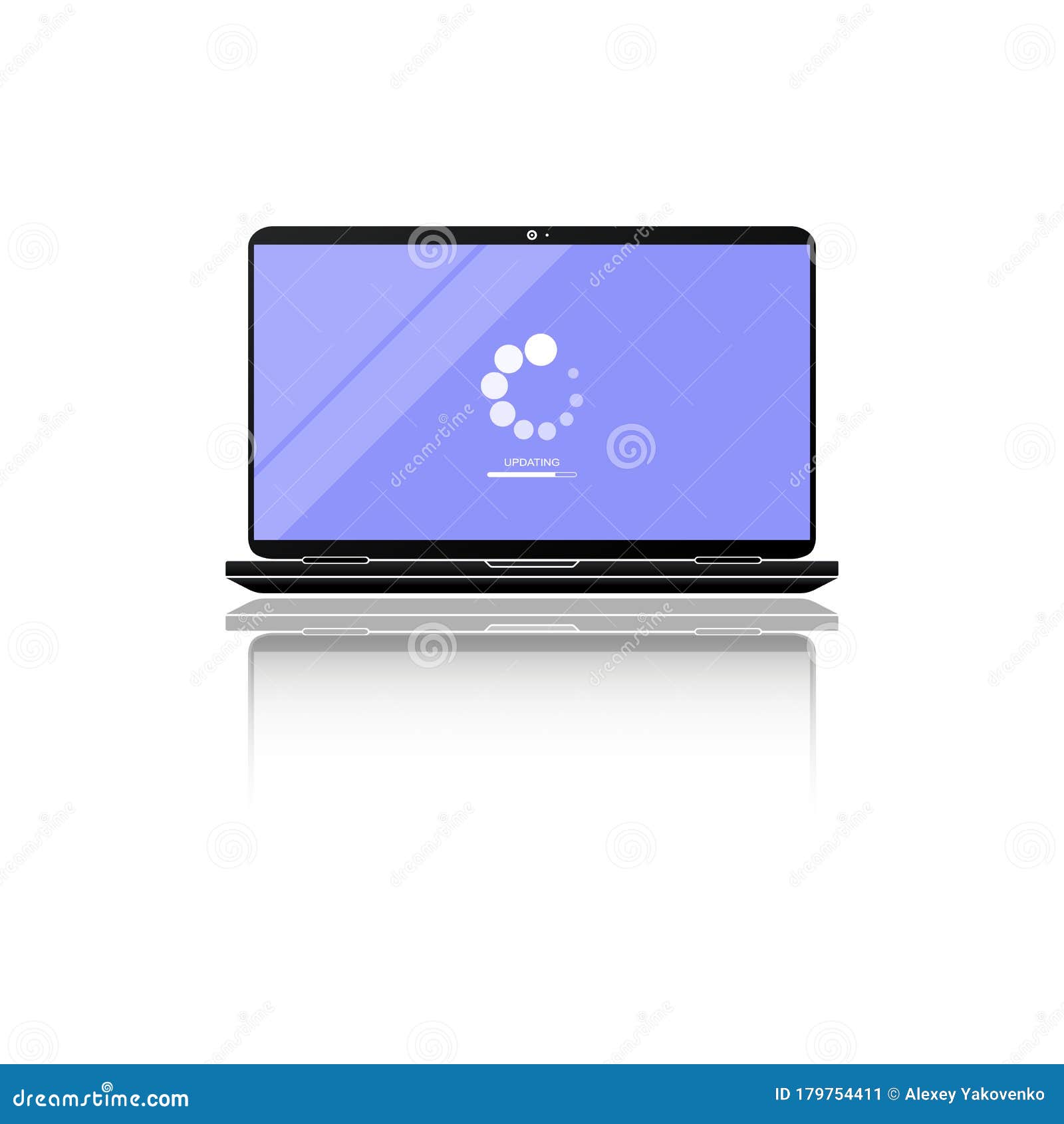 Laptop Update Process With Loading Bar Icon Isolated On White ...