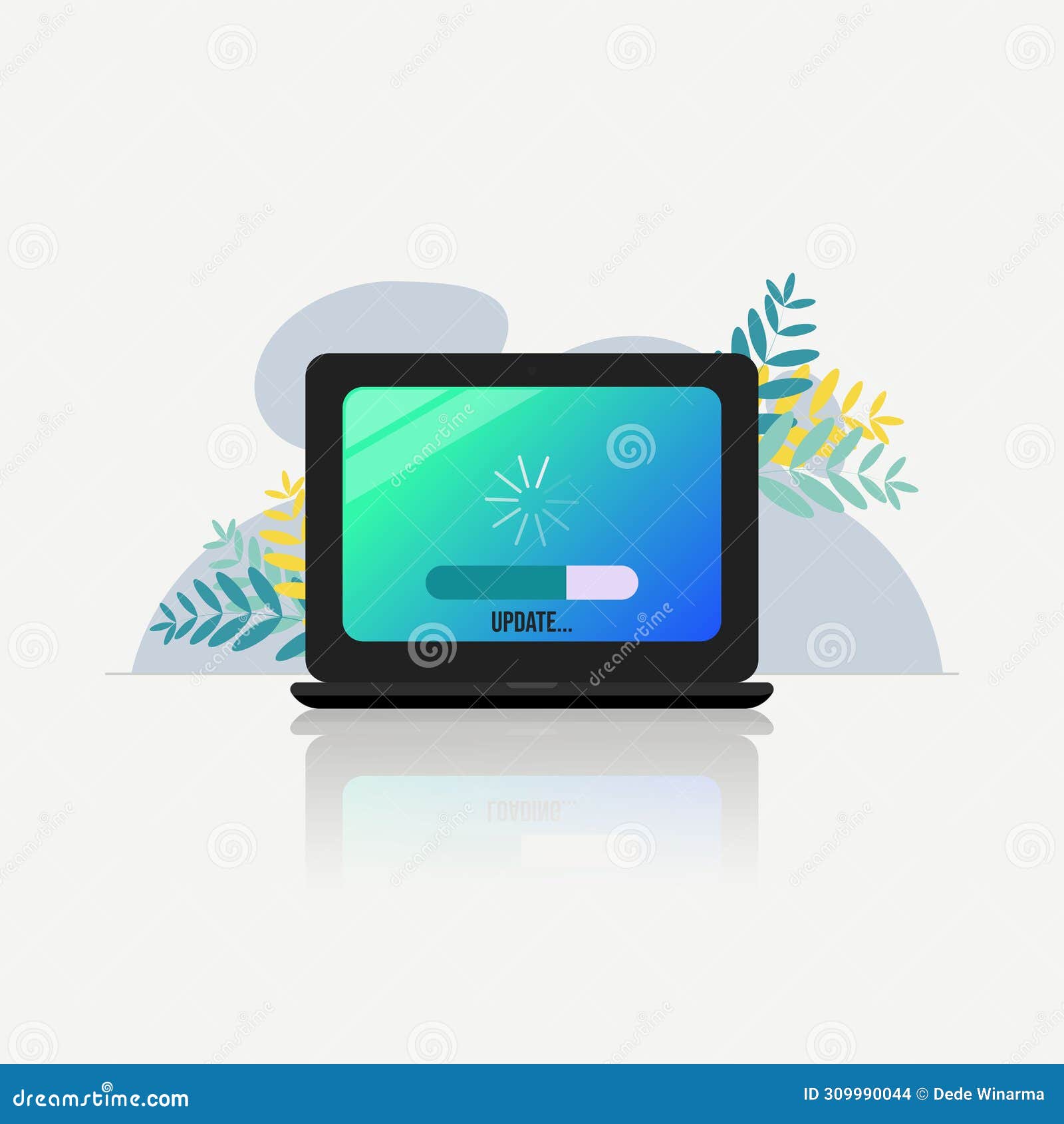 Laptop Update System on Screen. Update Software Installation Design ...