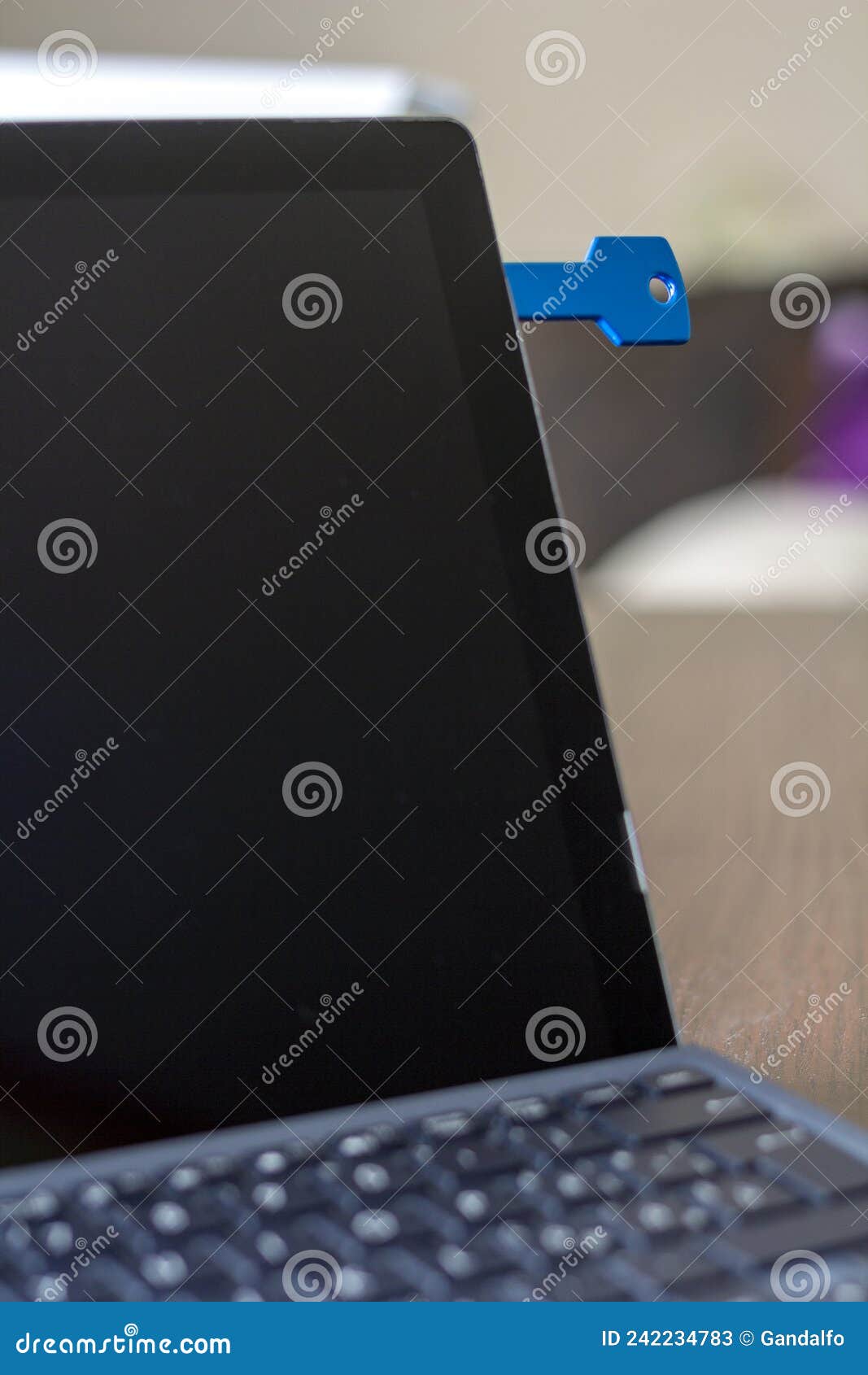 Laptop with a USB Flash Drive Connected Stock Image - Image of laptop ...