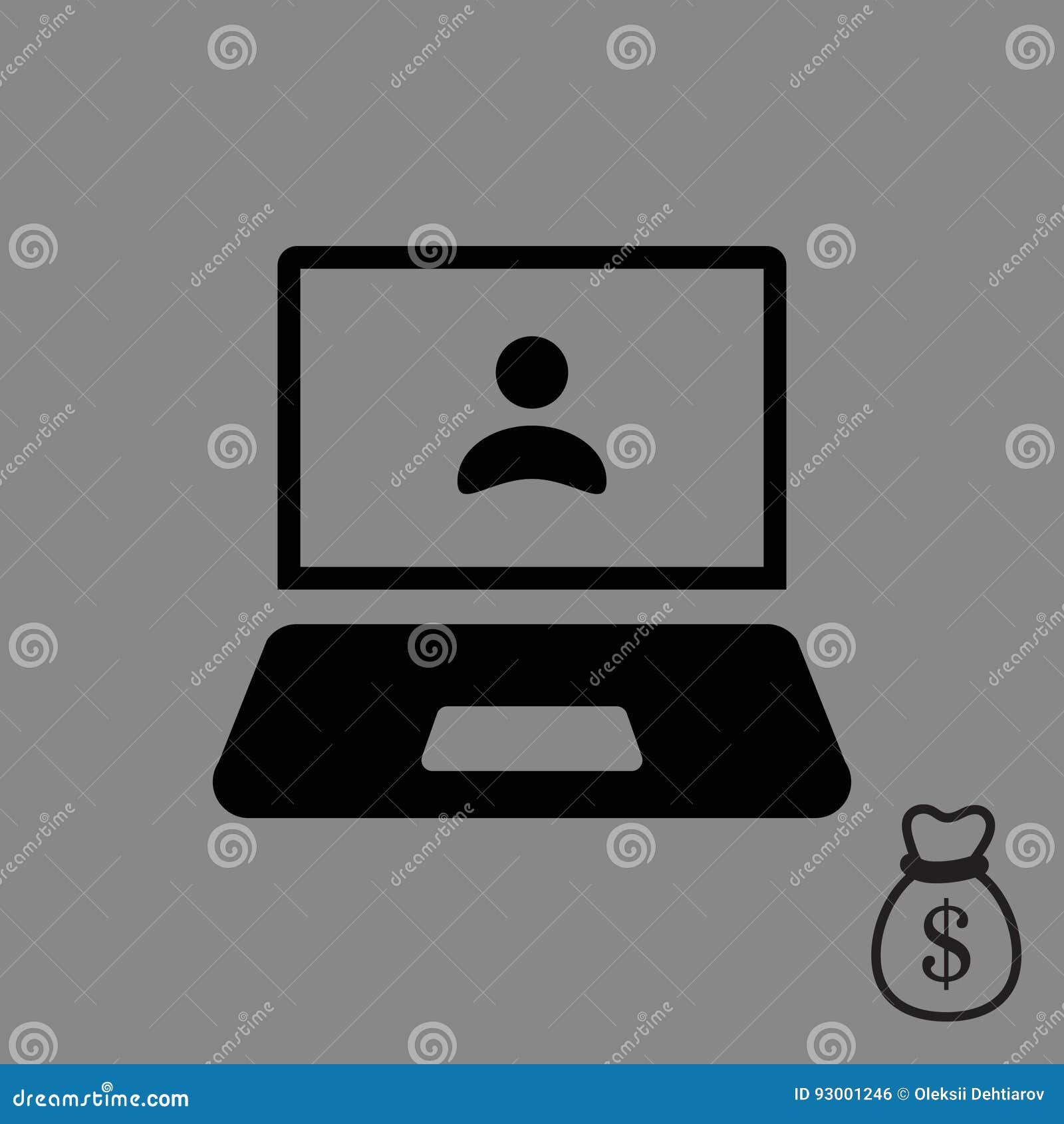 Laptop with User Icon in the Middle Vector Illustration Flat Design ...
