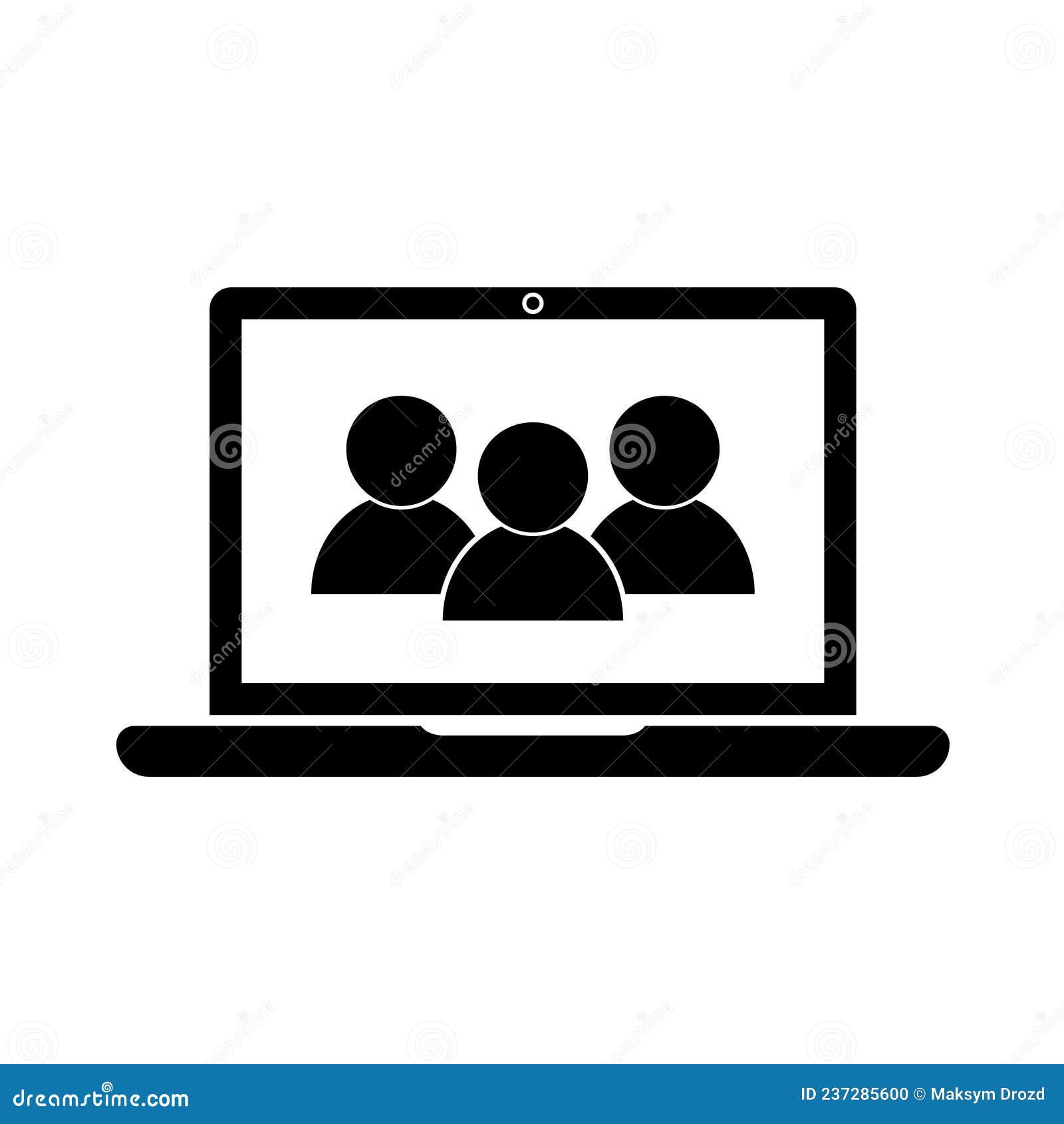 Laptop User Icon Vector, Group Communication Symbol. Stock Vector ...