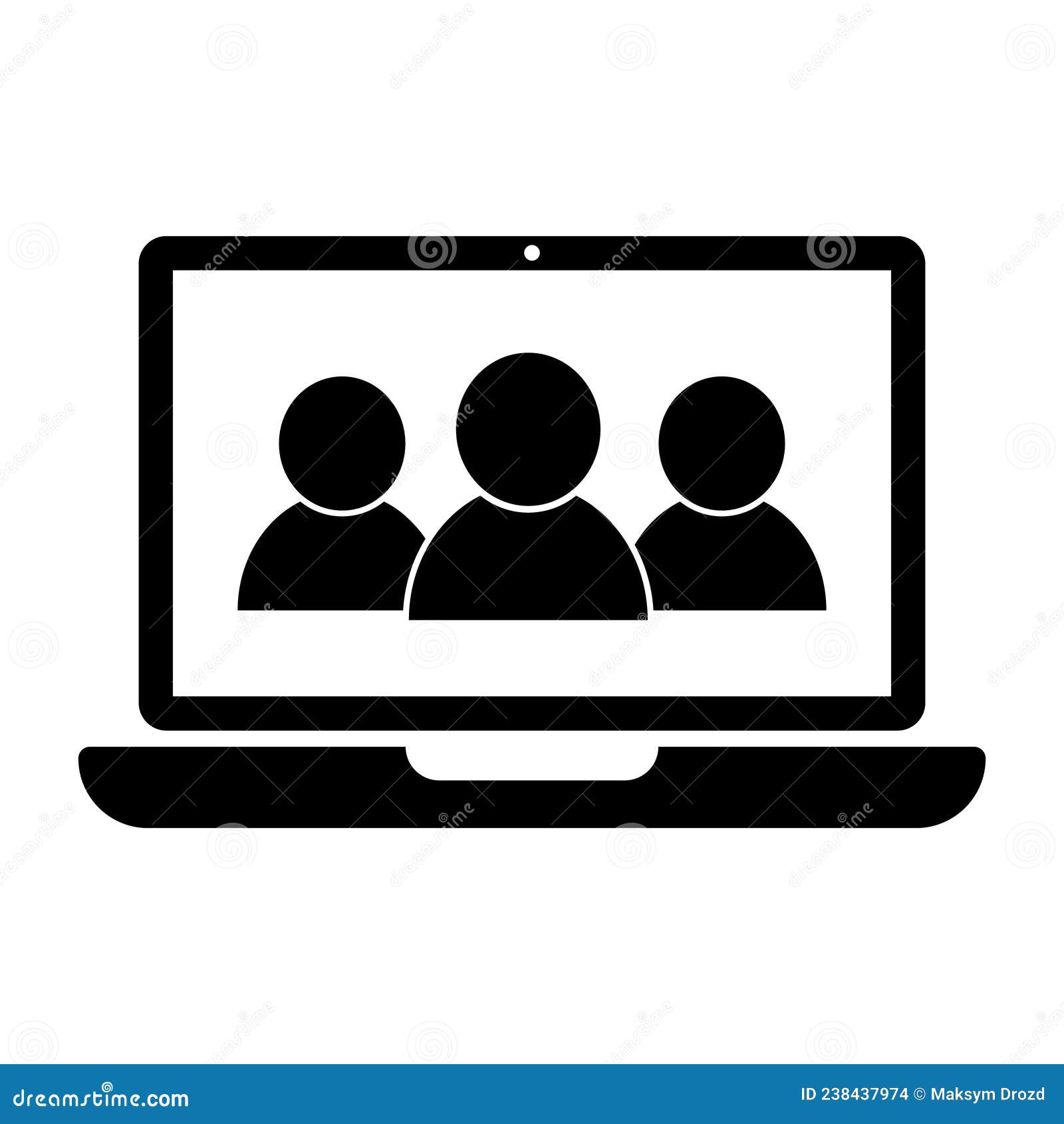 Laptop User Icon Vector, Group Communication Symbol. Stock Illustration ...