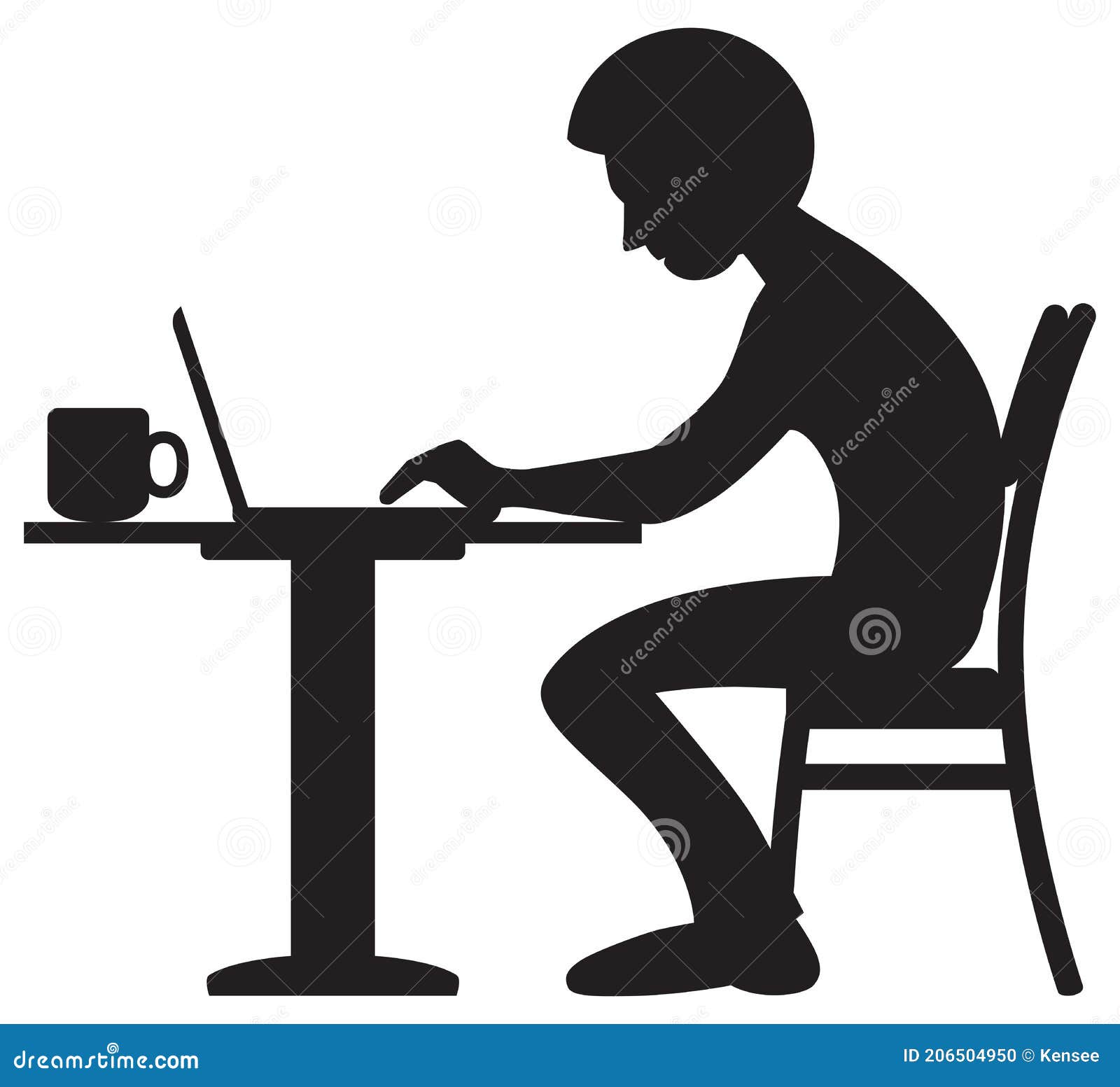 Laptop User in Silhouette stock vector. Illustration of looking - 206504950