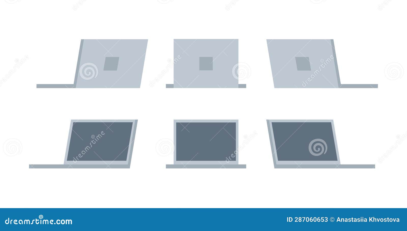 Laptop Vector Collection. Office Gadget Set. Notebook for Collage ...