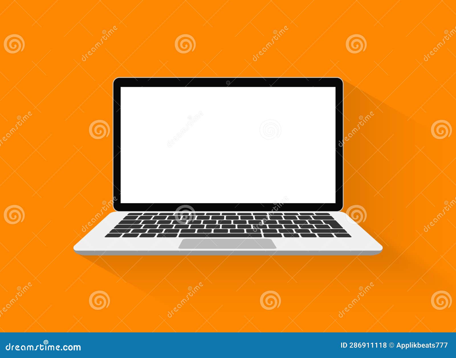 Laptop Vector in Flat Style. Computer with Empty Screen, Blank Copy ...
