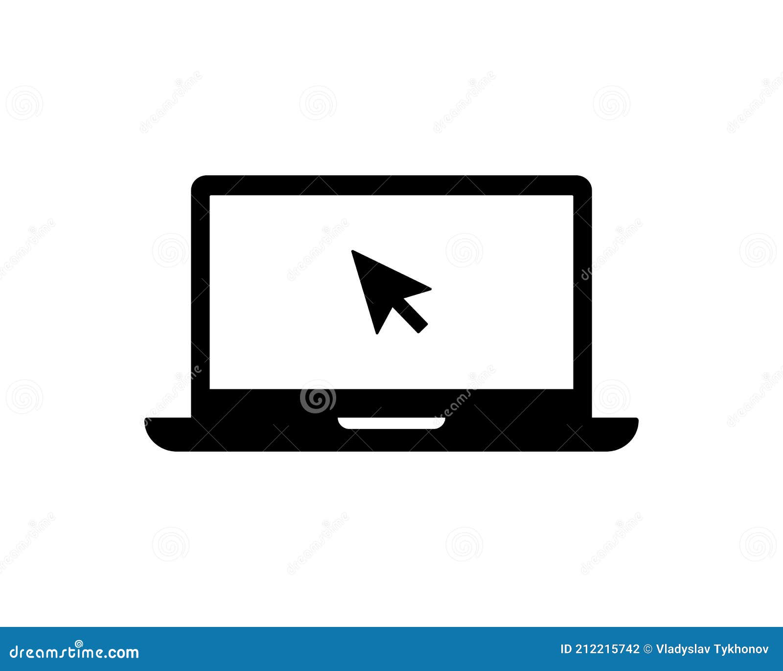 Laptop Vector Icon. Computer with Click Mouse Pointer Symbol Isolated ...