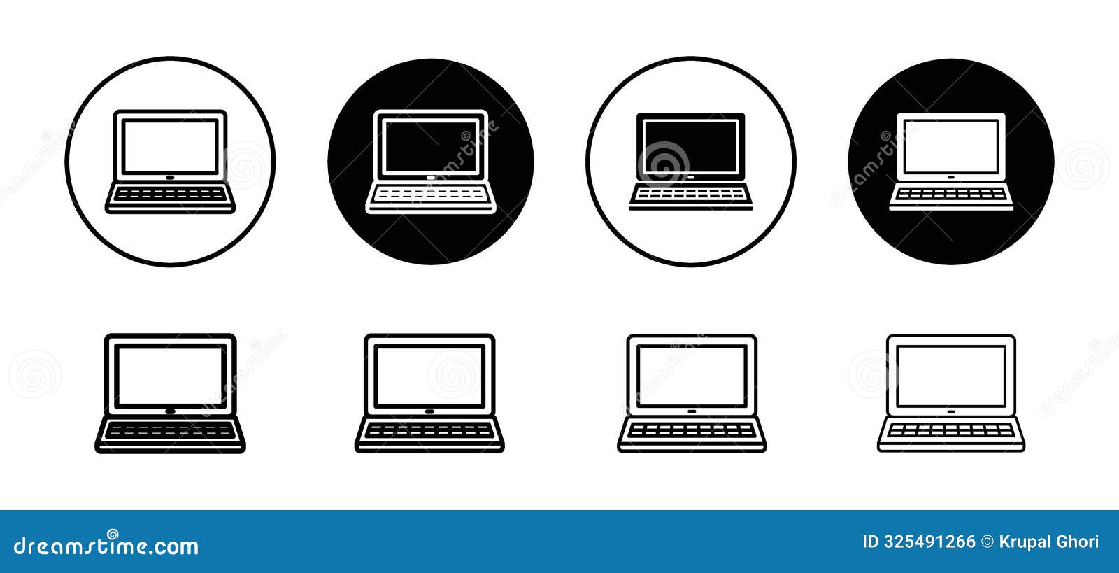 Laptop Vector Icon Set Collection. Laptop Outline Flat Icon Stock ...