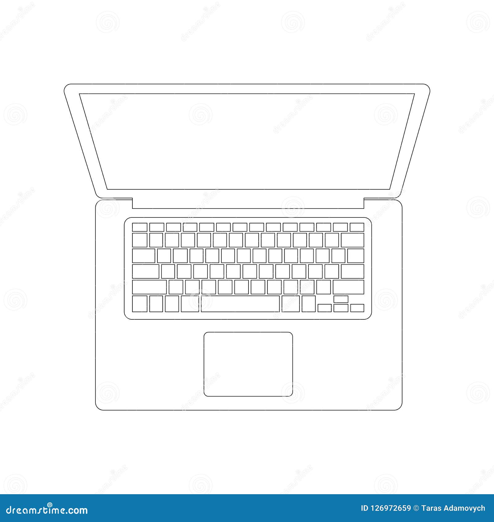 Laptop Vector Illustration Lining Draw Front Stock Vector ...