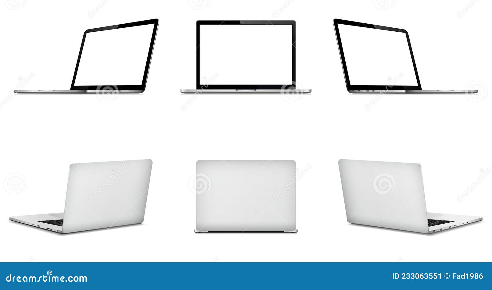 Laptop Vector Set, Front and Back Side Notebook Mock Up Stock Vector ...