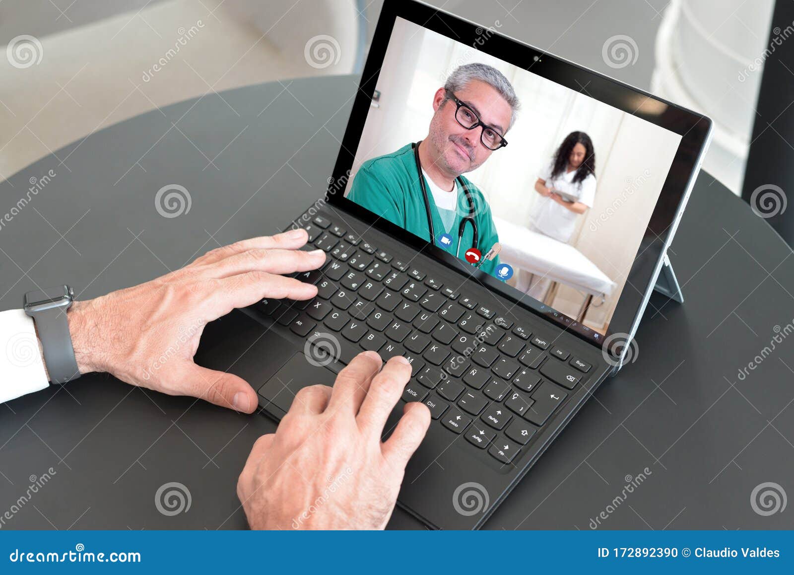 Laptop Video Call To Talk To Doctor Stock Photo - Image of computer ...