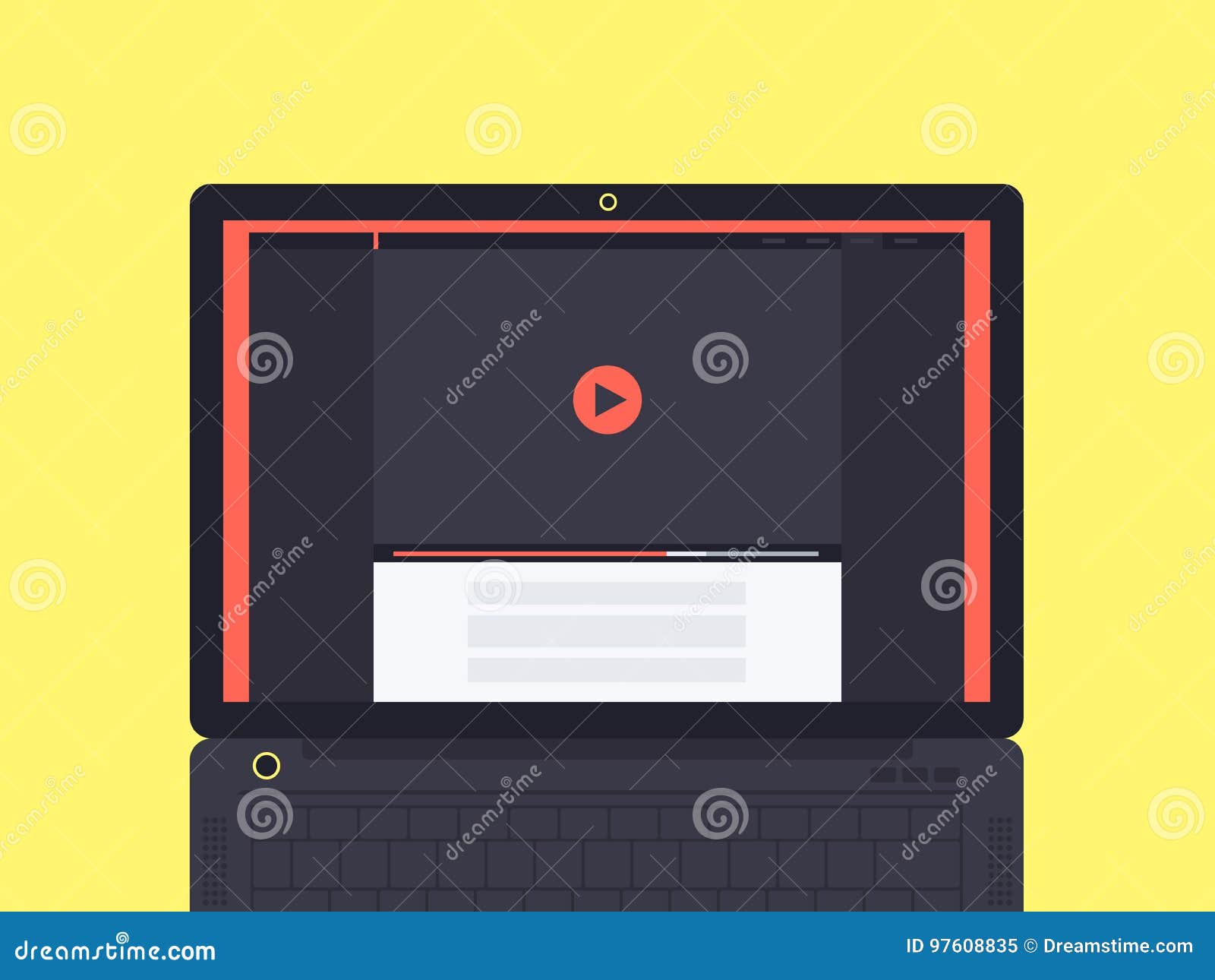 Laptop with Video Player Interface on Screen. Stock Illustration ...