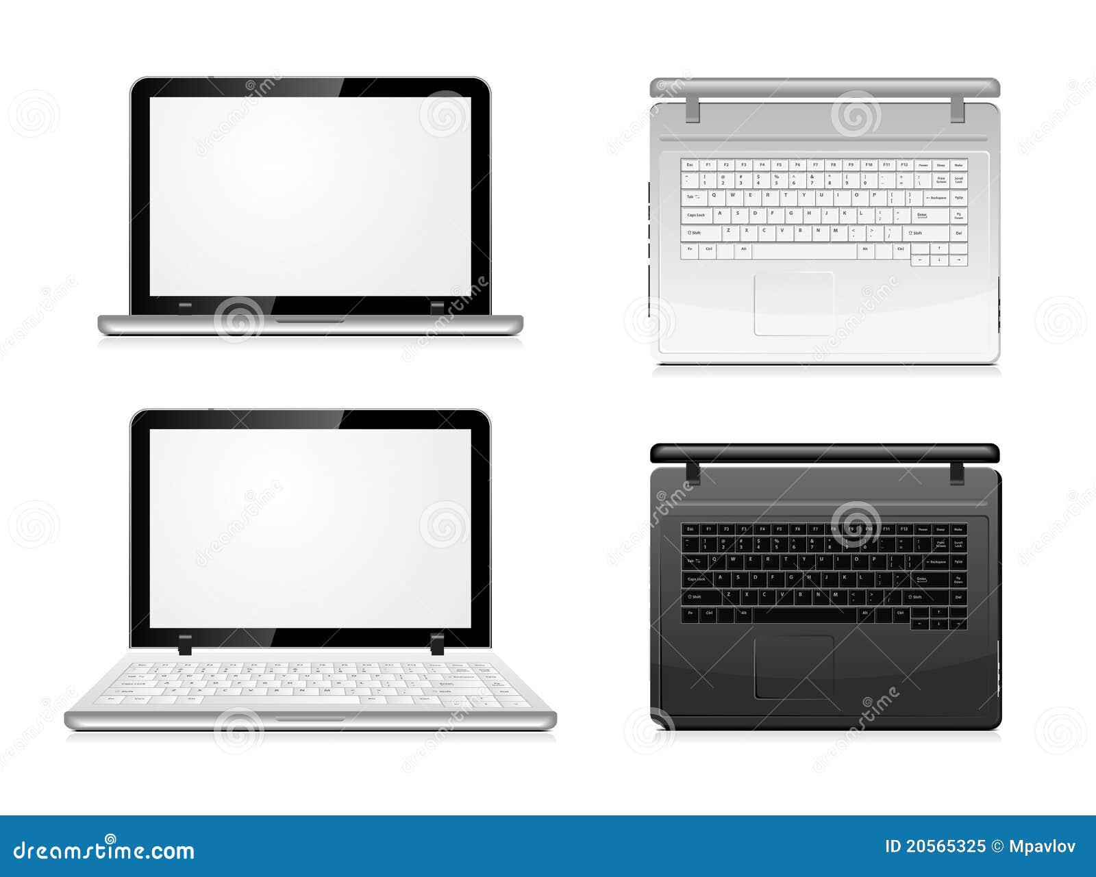 Laptop View from the Front and Top Stock Vector - Illustration of ...