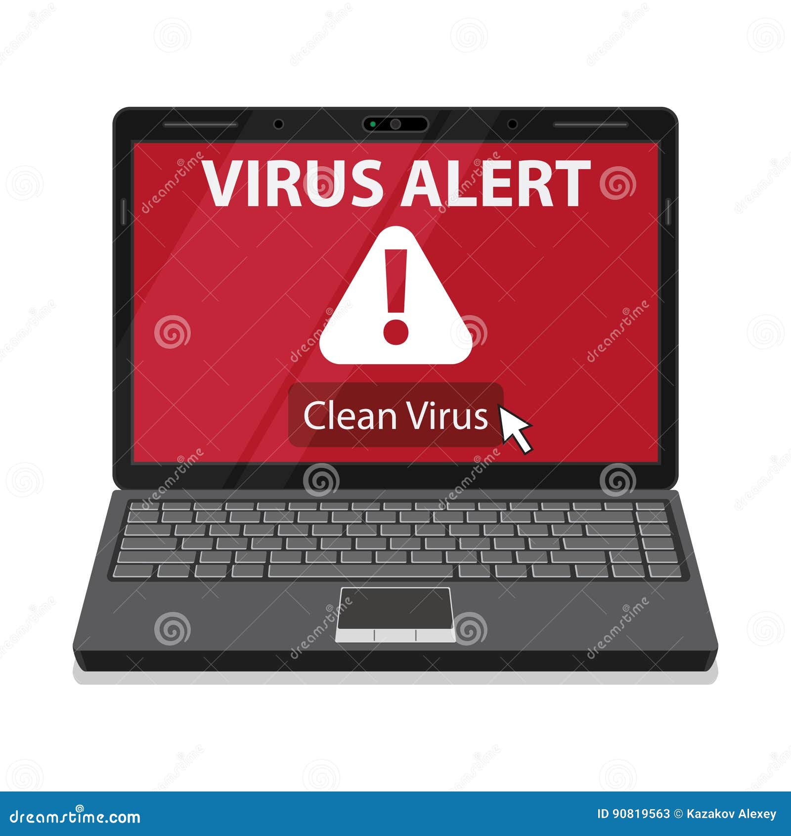 Laptop and Virus Alert Message on Screen. Stock Vector - Illustration ...