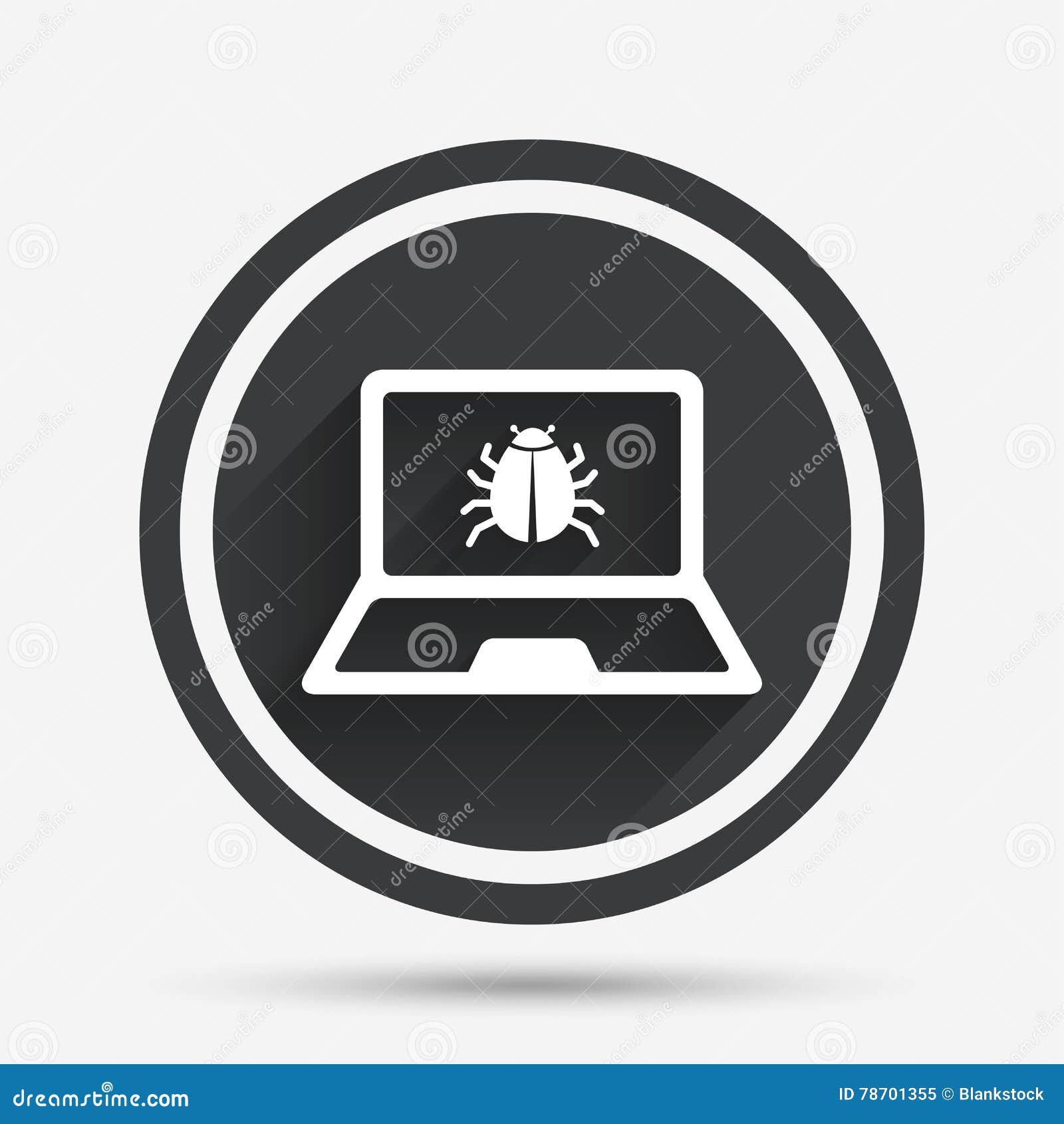 Laptop Virus Sign Icon. Notebook Software Bug. Stock Vector ...
