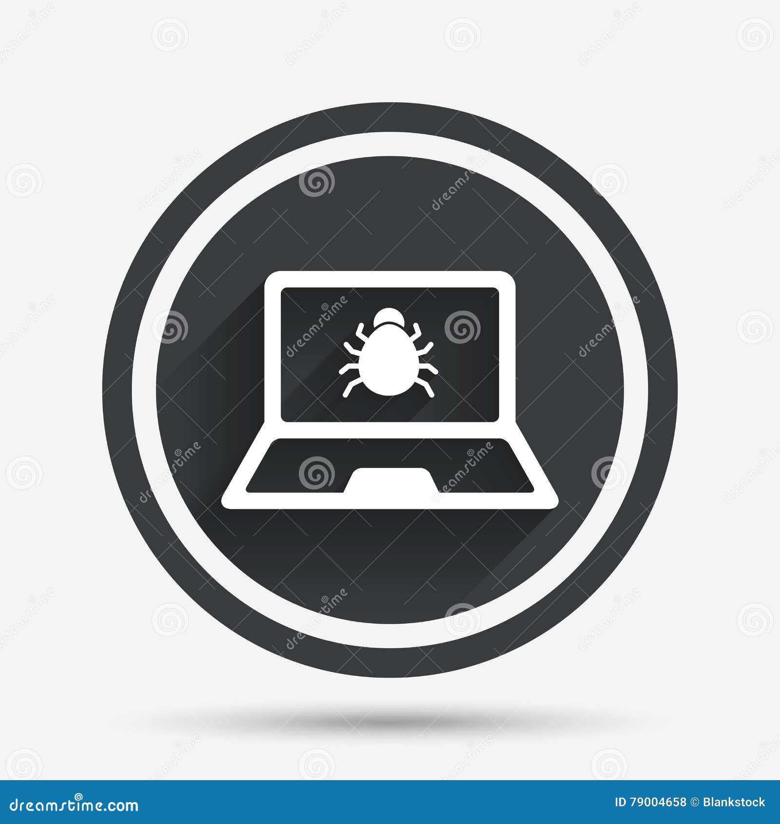 Laptop Virus Sign Icon. Notebook Software Bug. Stock Vector ...