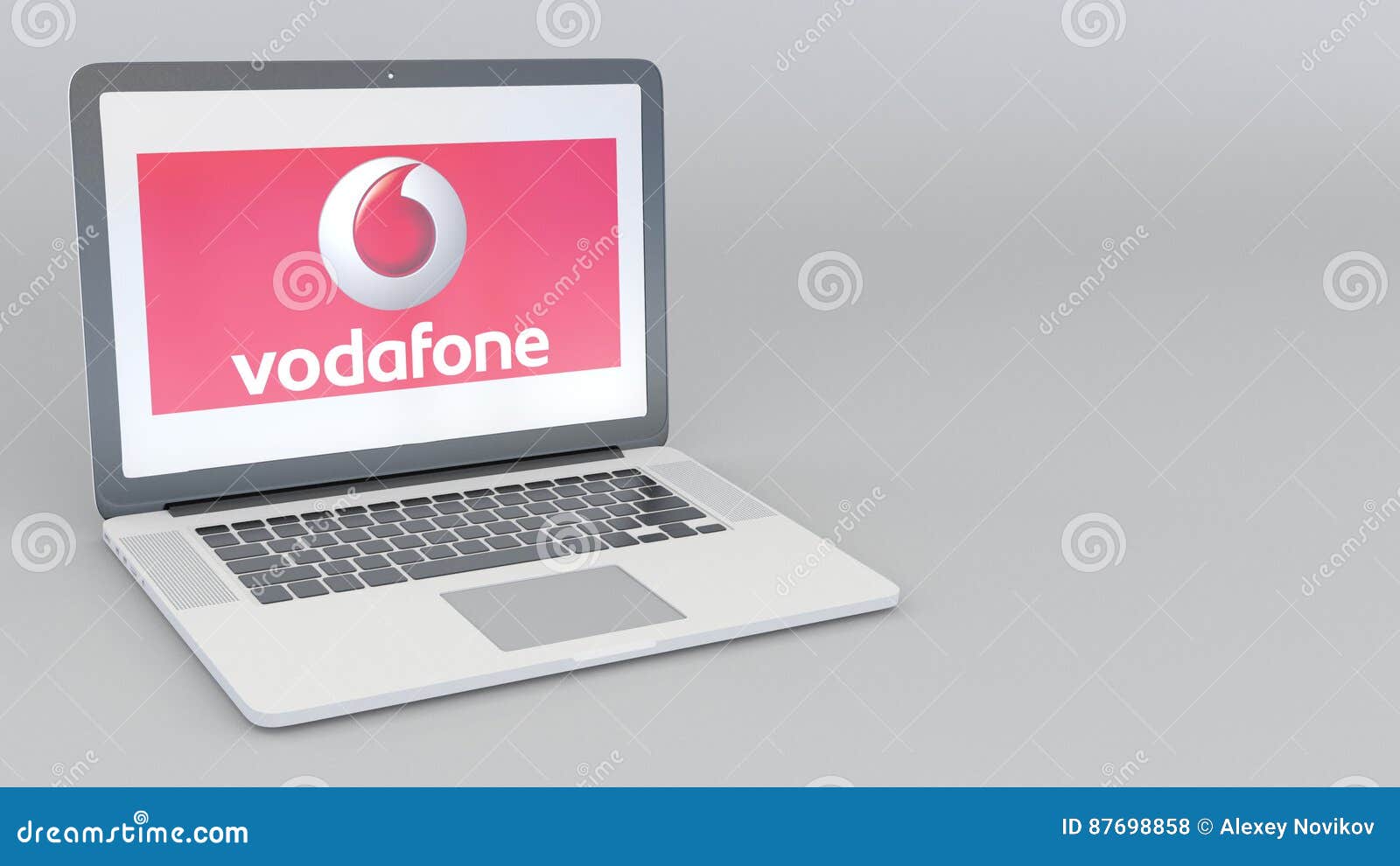 Laptop with Vodafone Logo. Computer Technology Conceptual Editorial 3D ...