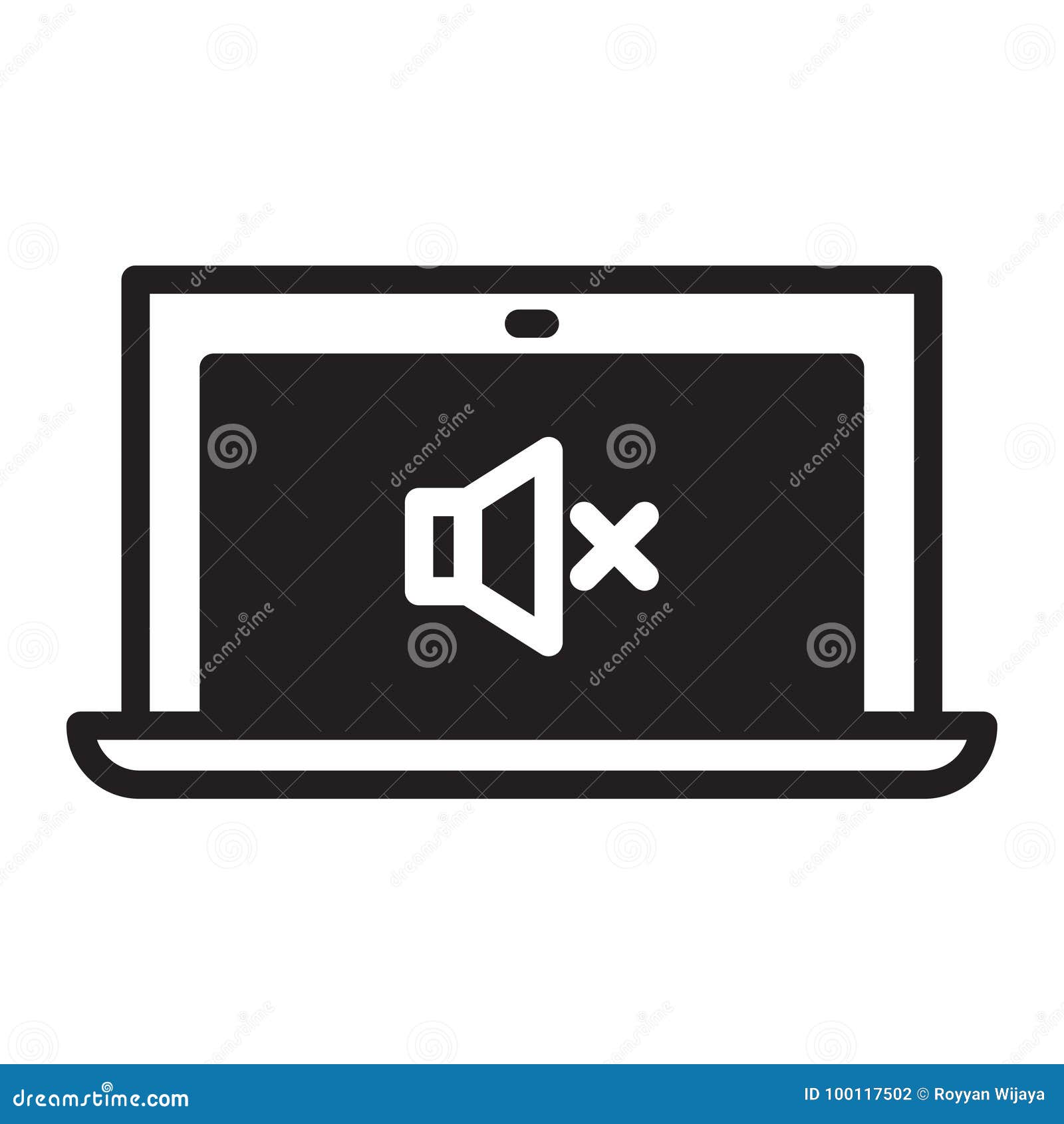 Laptop Volume Mute stock vector. Illustration of idea - 100117502