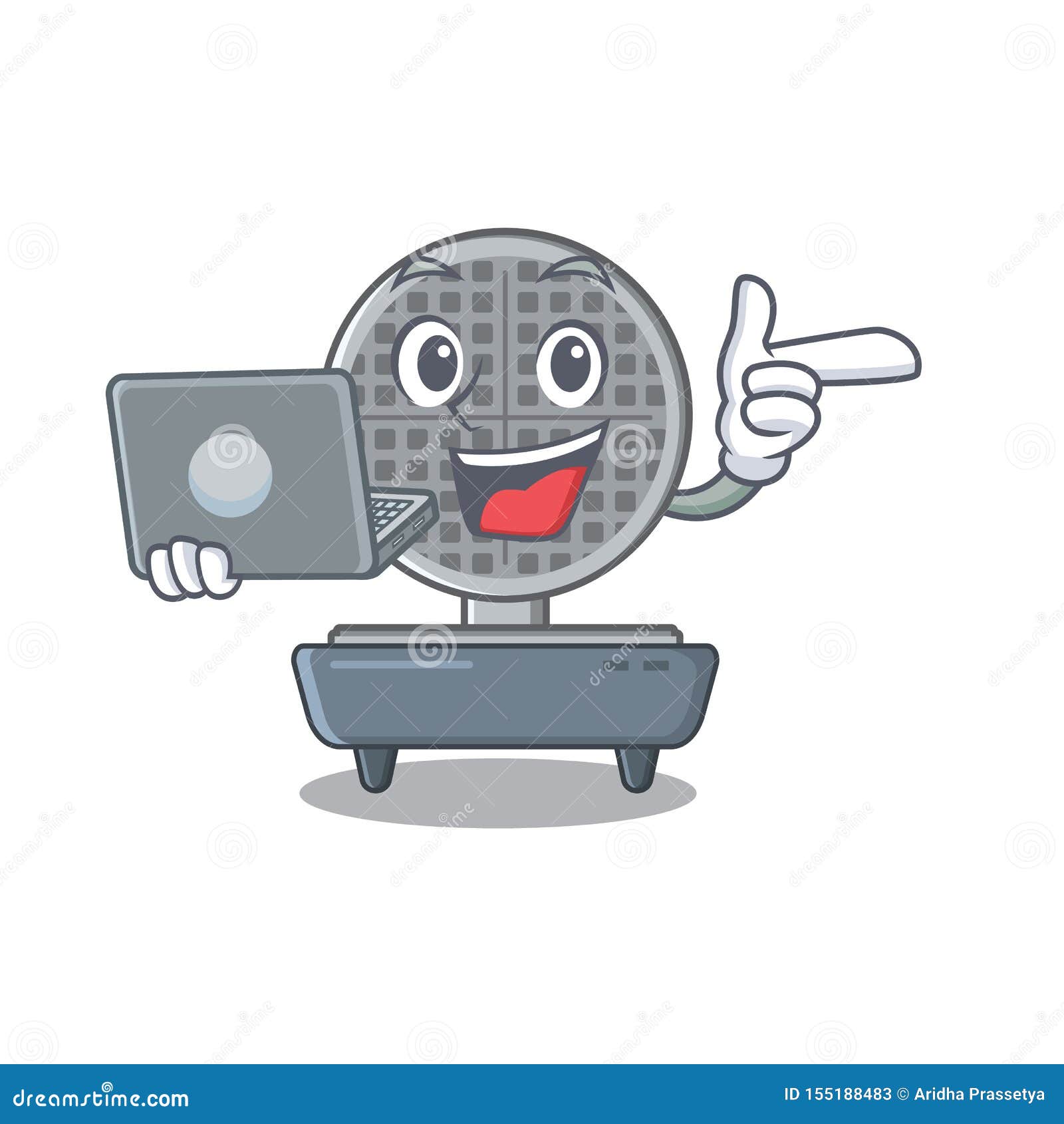 With Laptop Waffle Iron in the Character Shape Stock Vector ...