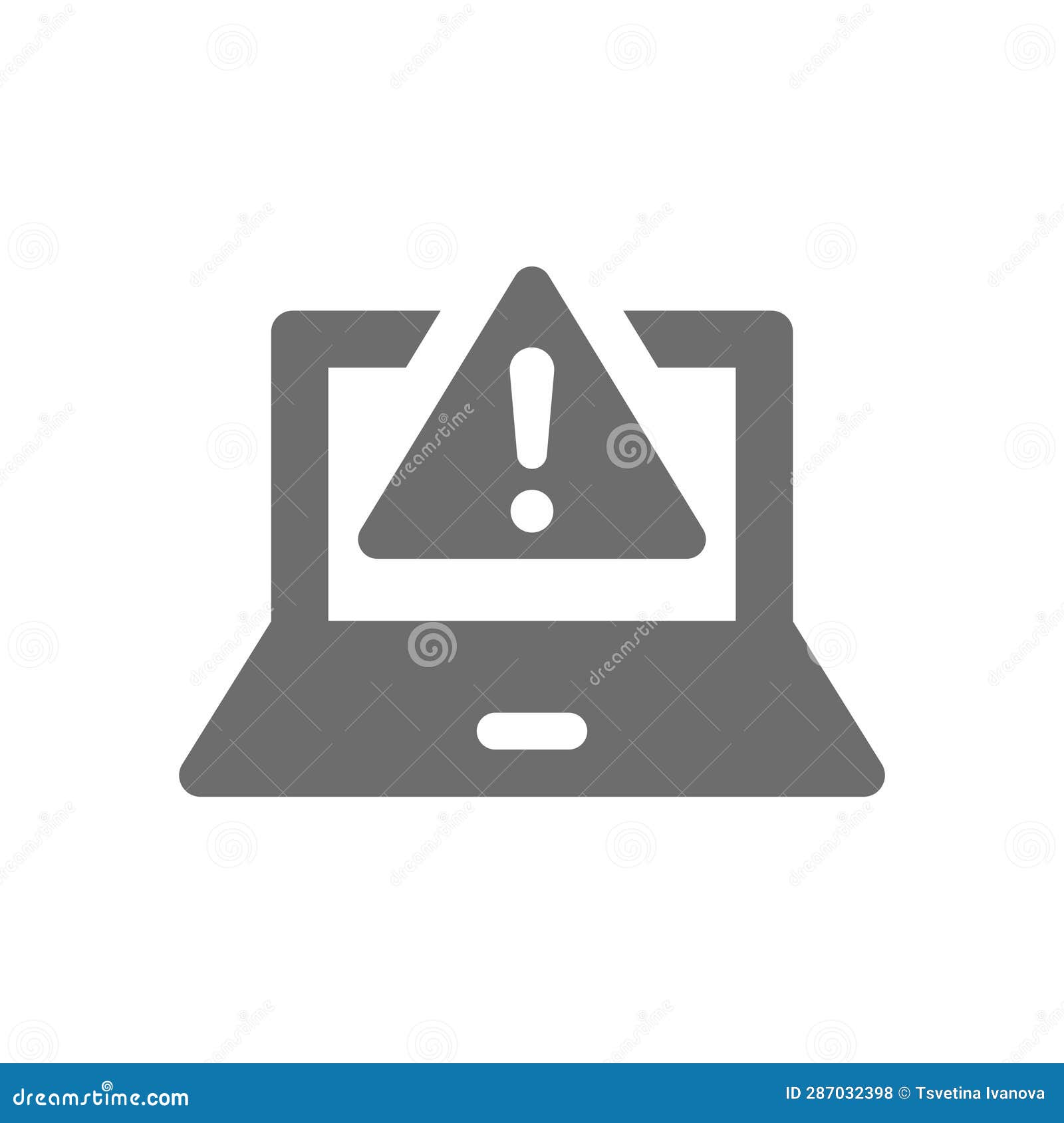 Laptop and Warning Exclamation Mark Icon Stock Vector - Illustration of ...