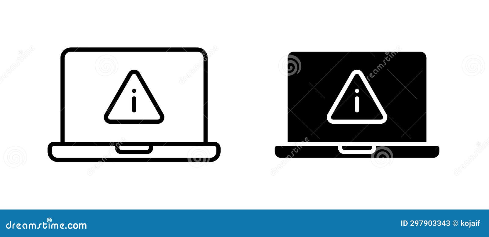 Laptop Warning Icon Vector Set. Information on Screen Symbol Stock ...