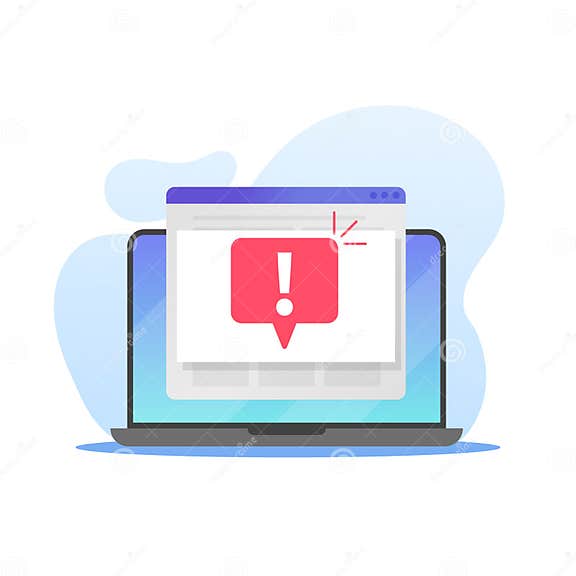 Laptop with Warning Sign. Computer with Opened Browser and Exclamation ...