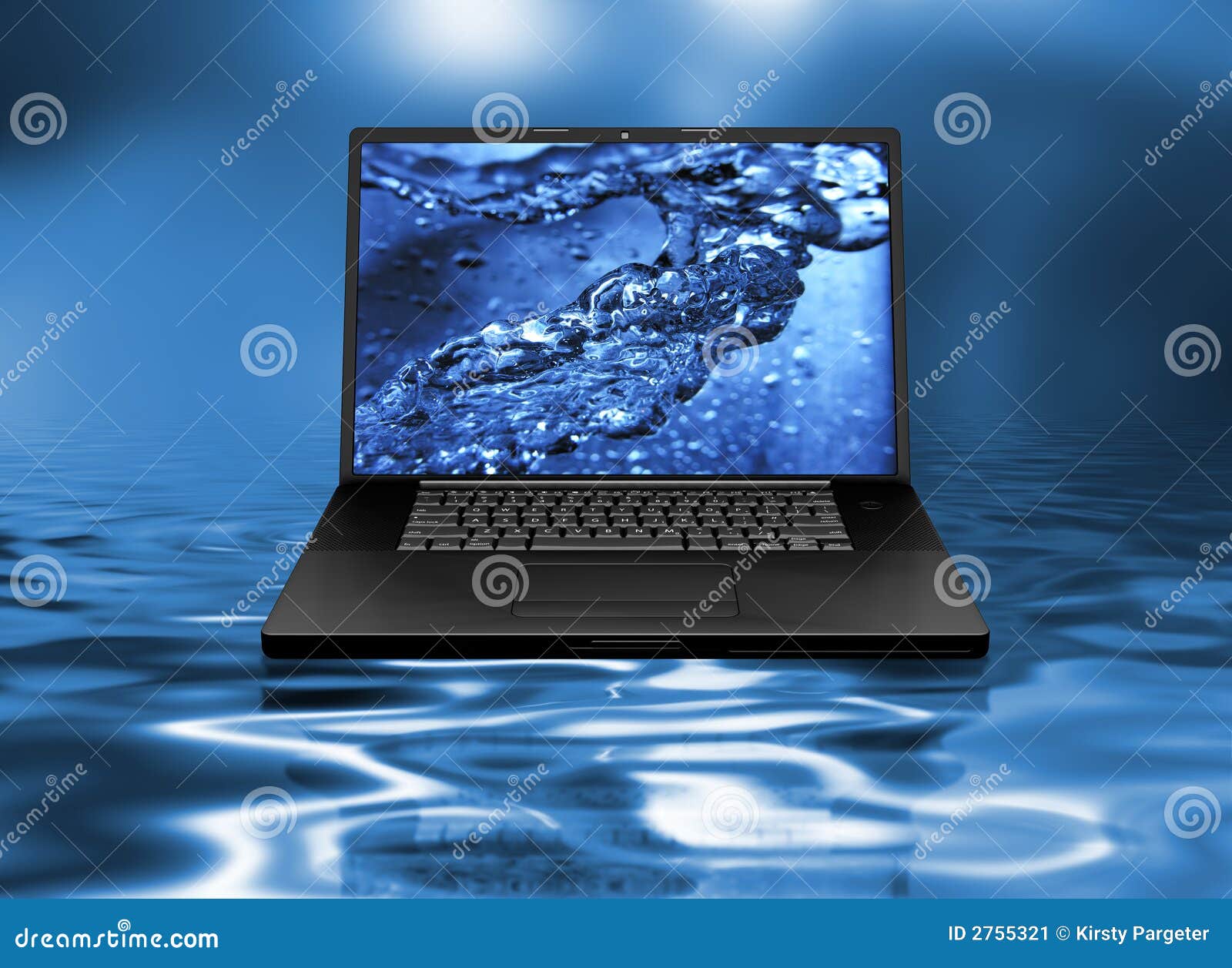 Laptop on water stock illustration. Illustration of abstract - 2755321
