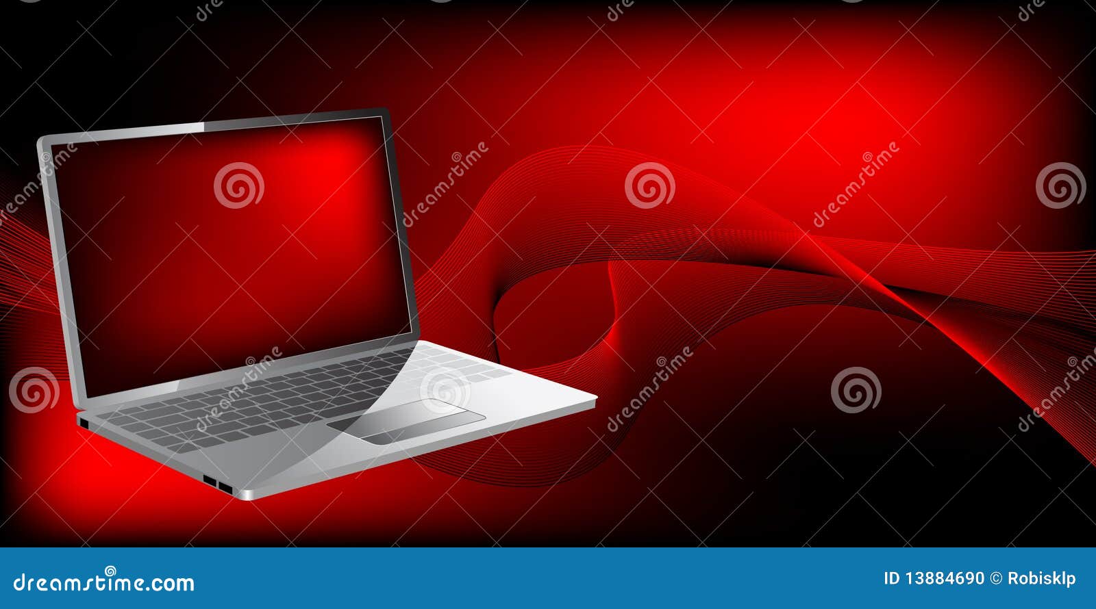 Laptop with waves stock vector. Illustration of computer - 13884690