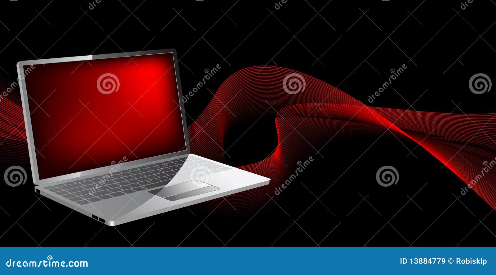 Laptop with waves stock vector. Illustration of monitor - 13884779
