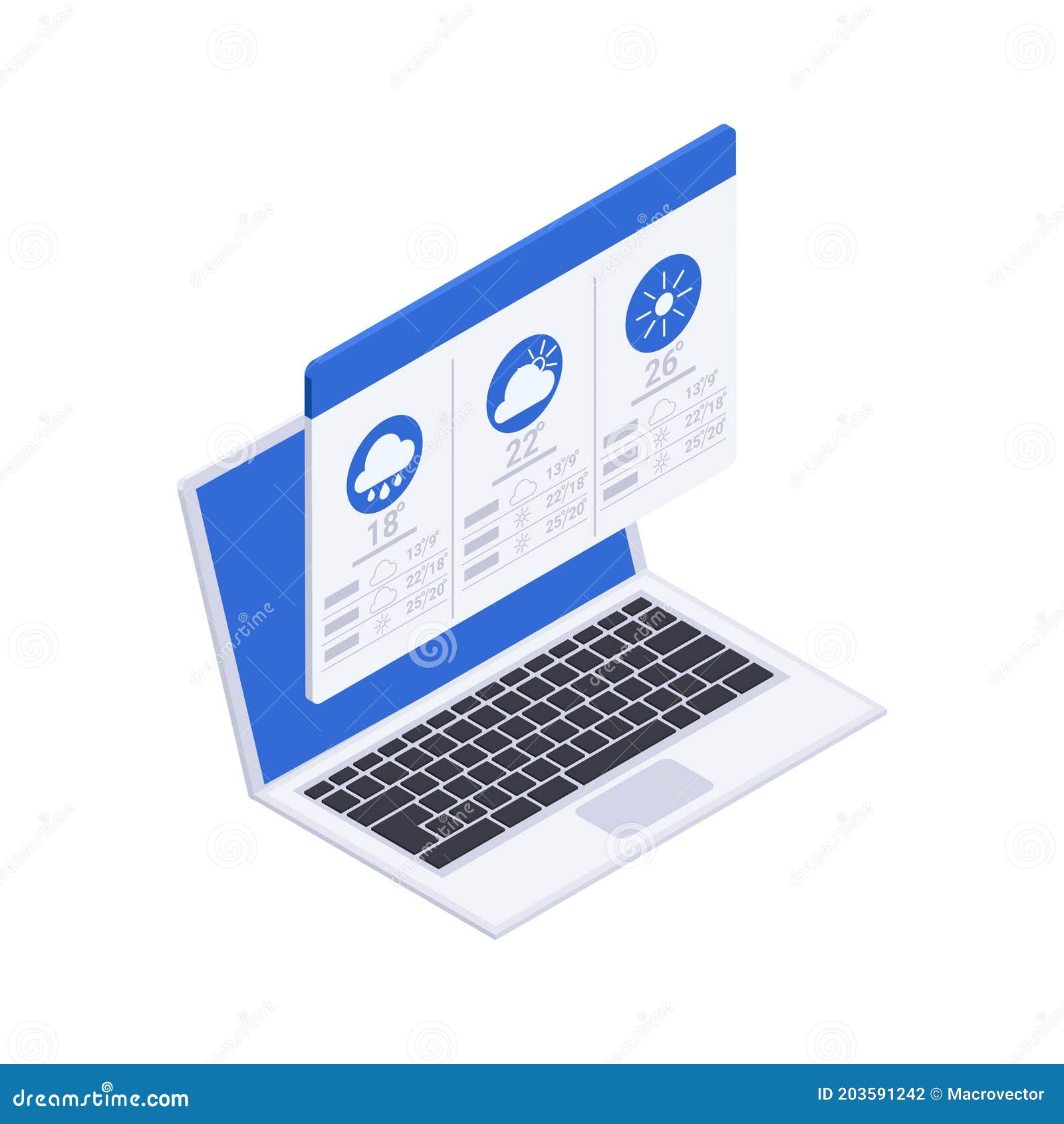 Laptop Weather App Composition Stock Vector - Illustration of graphic ...