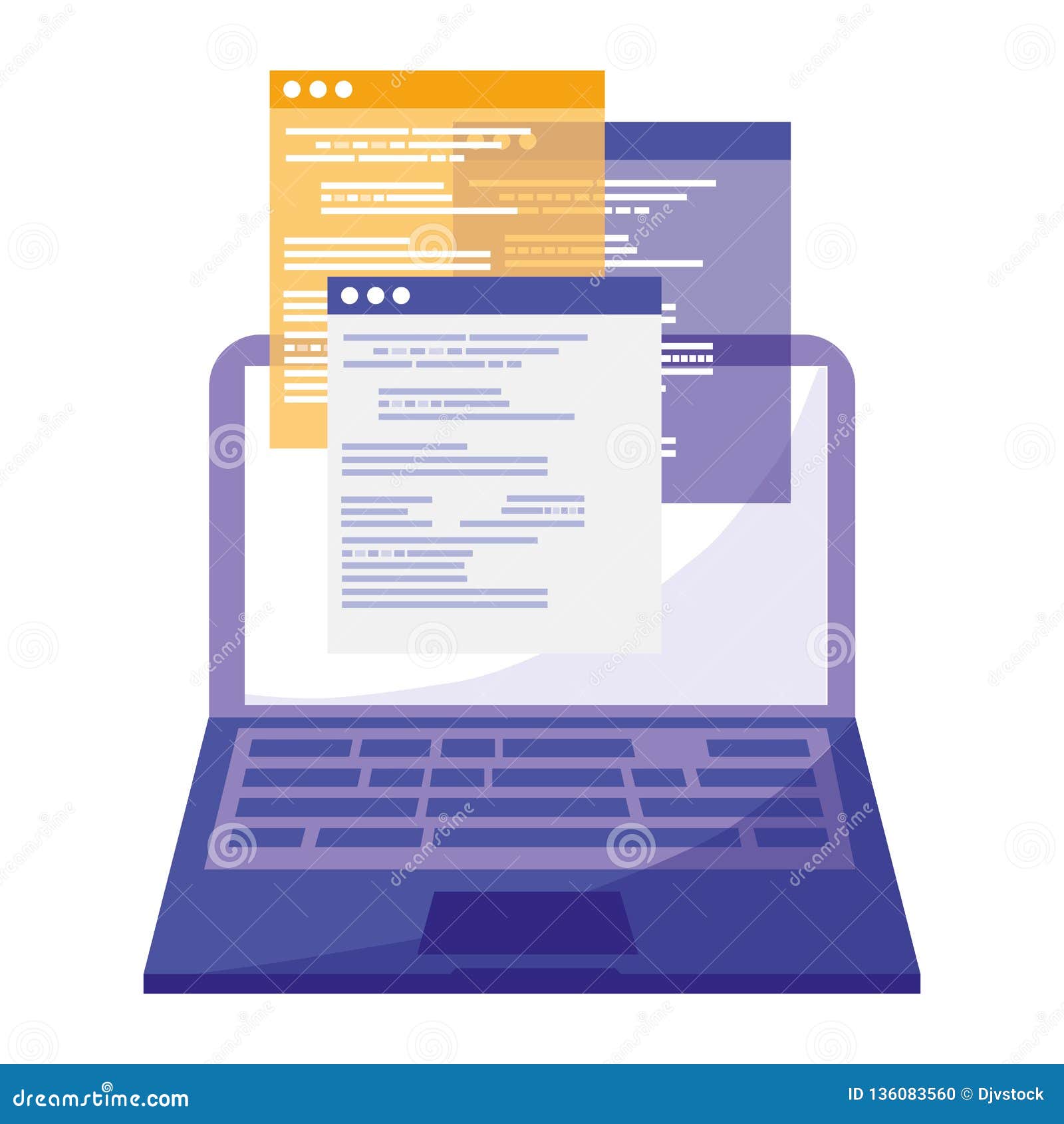 Laptop with Webpages Templates Stock Vector - Illustration of display ...
