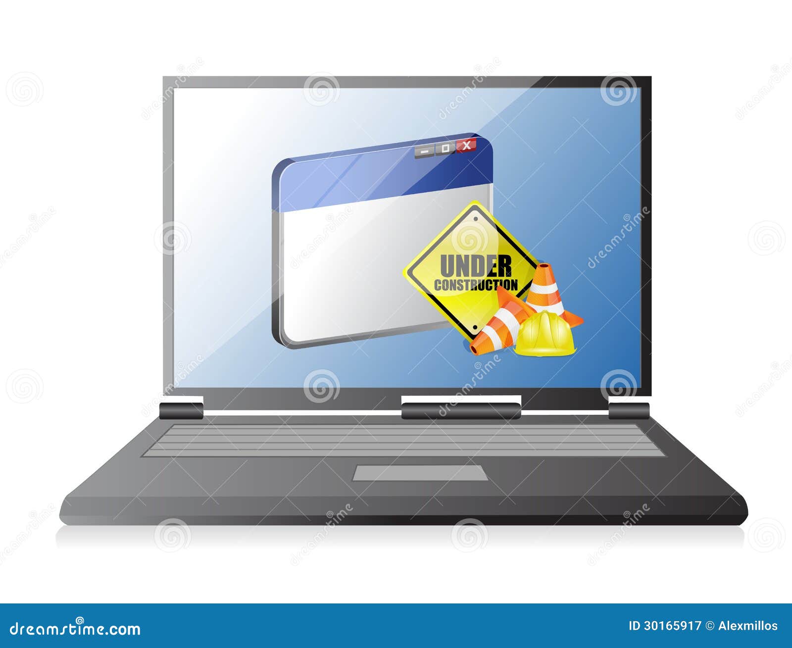 Laptop Website Under Construction Sign Stock Illustration ...