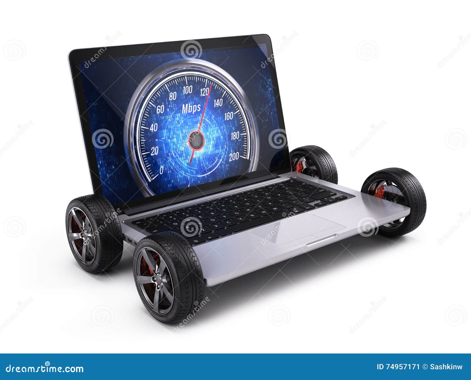 Laptop on Wheels with Network Speedometer - High Speed Internet ...