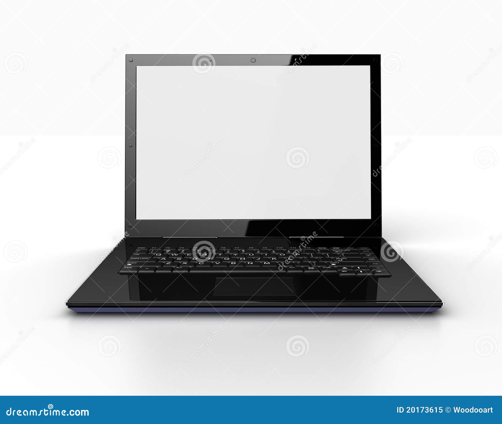Laptop with White Blank Display Stock Image - Image of mouse, front ...