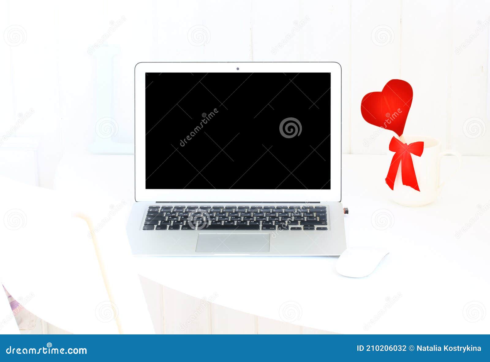 Laptop in a White Room House Workplace Stock Photo - Image of place ...