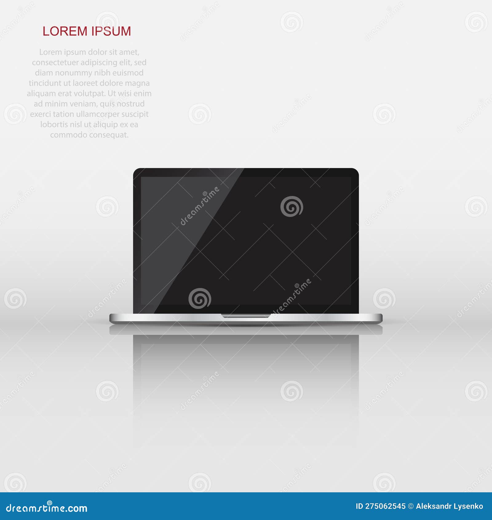 Laptop with White Screen Flat Icon. Computer Vector Illustration on ...