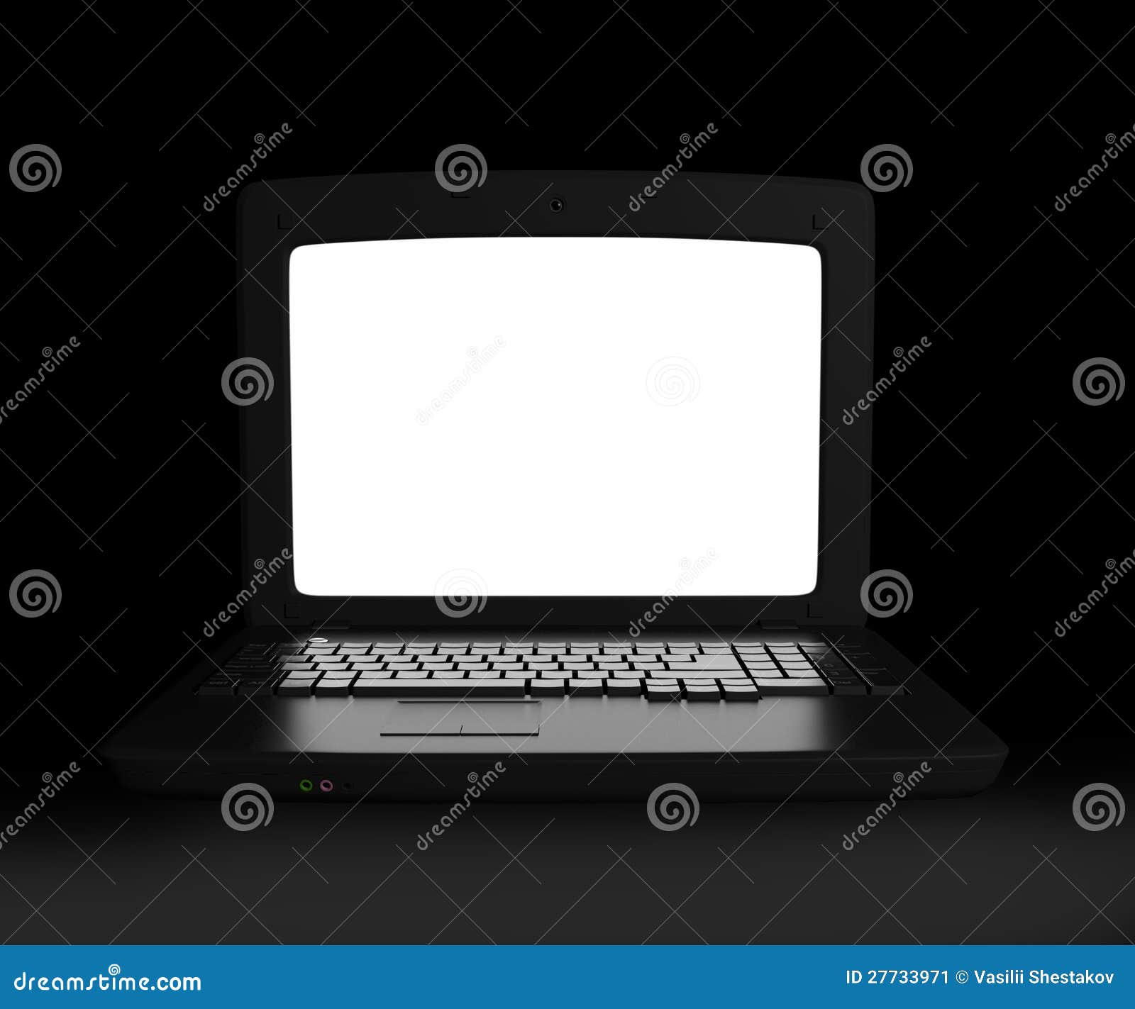 Laptop with White Screen Glowing Stock Illustration - Illustration of ...