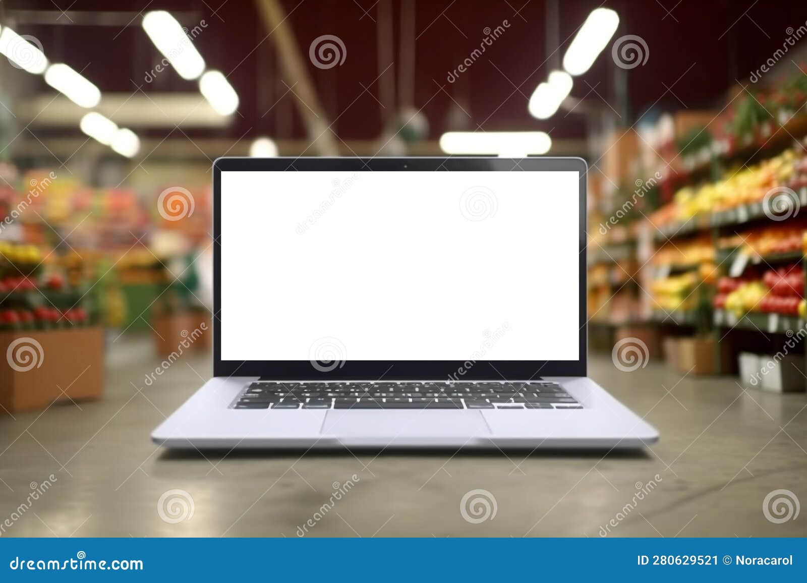 Laptop with White Screen at Supermarket Generative Ai Stock ...