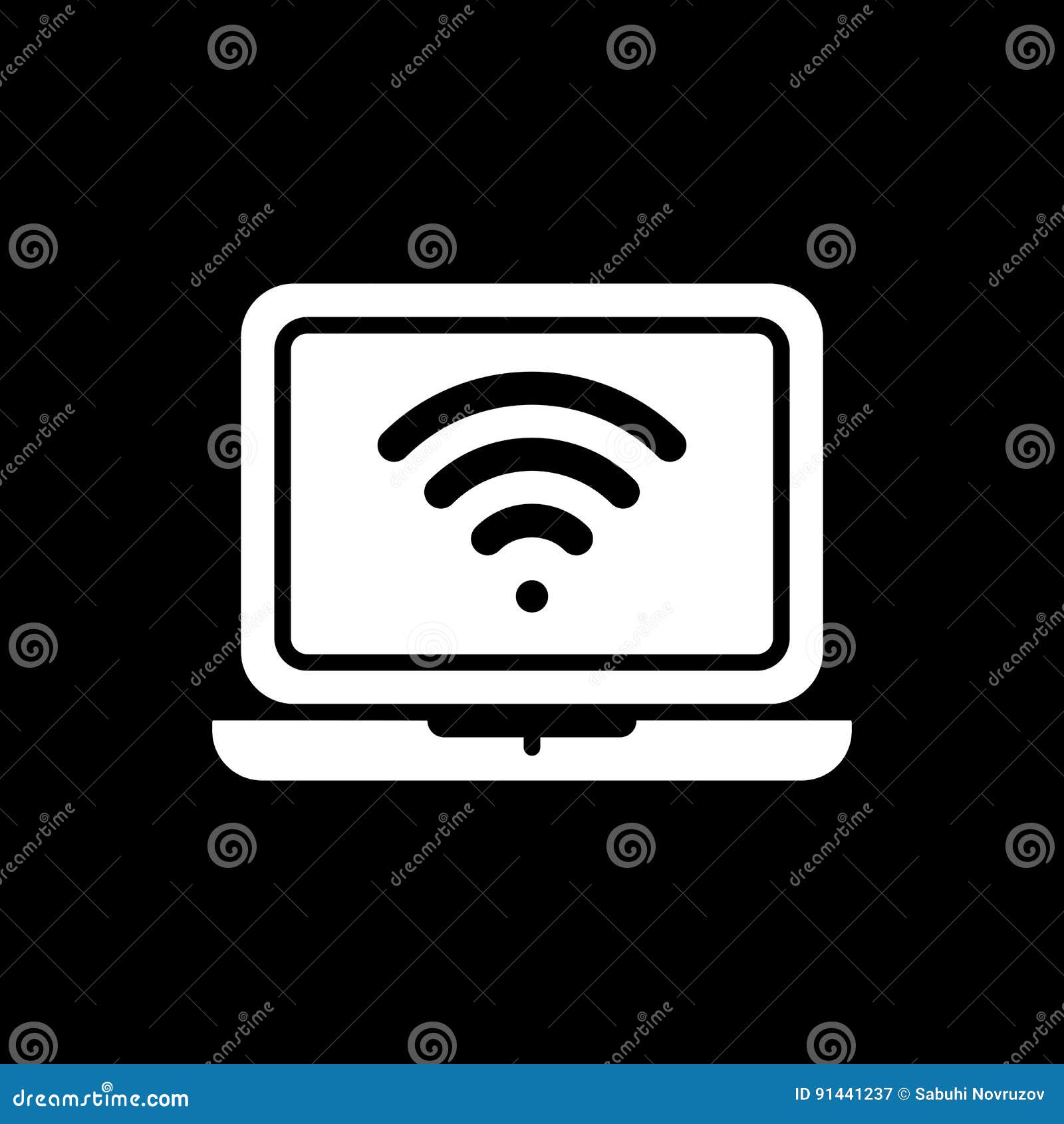 Laptop Wifi Icon. Vector Illustration Isolated on Black Stock Vector ...