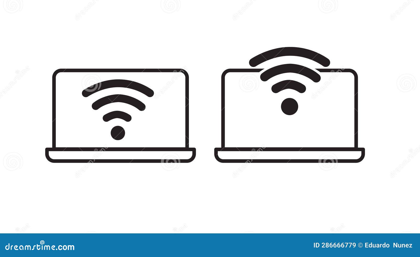 Laptop and Wifi Icon. Vector Isolated Editable Illustration of a Laptop ...
