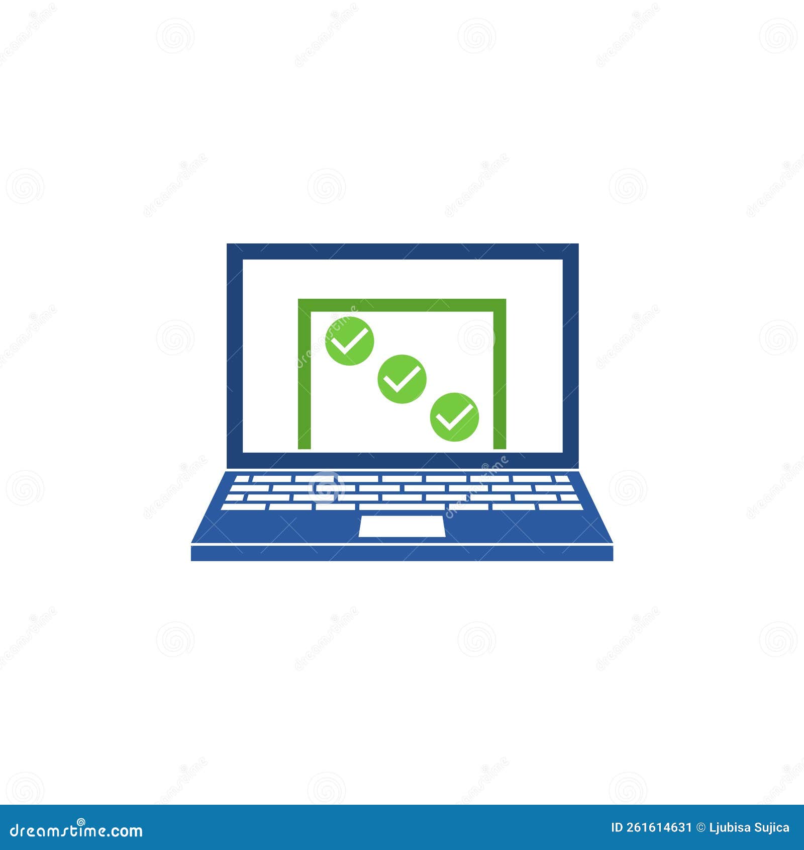 Laptop with Window Online Testing Form Icon Isolated on White ...