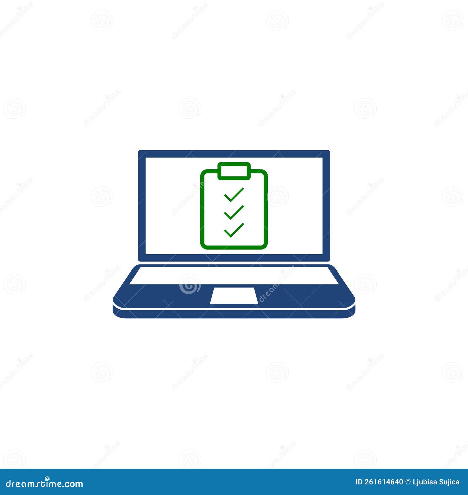 Laptop with Window Online Testing Form Icon Isolated on White ...