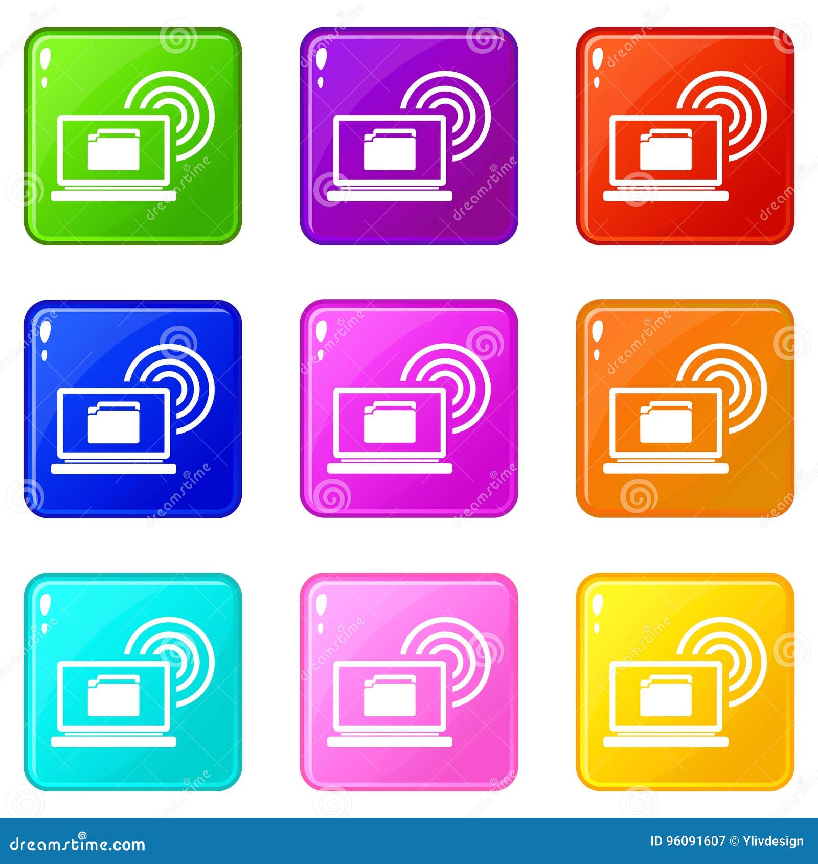 Laptop and and Wireless Icons 9 Set Stock Vector - Illustration of ...