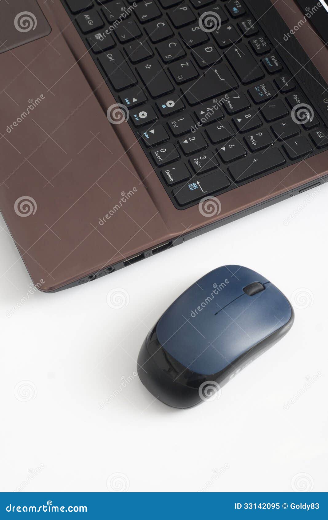 Laptop with wireless mouse stock image. Image of wireless - 33142095