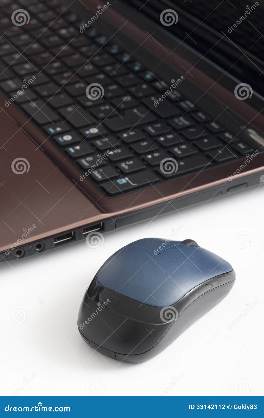 Laptop with wireless mouse stock photo. Image of ideas - 33142112