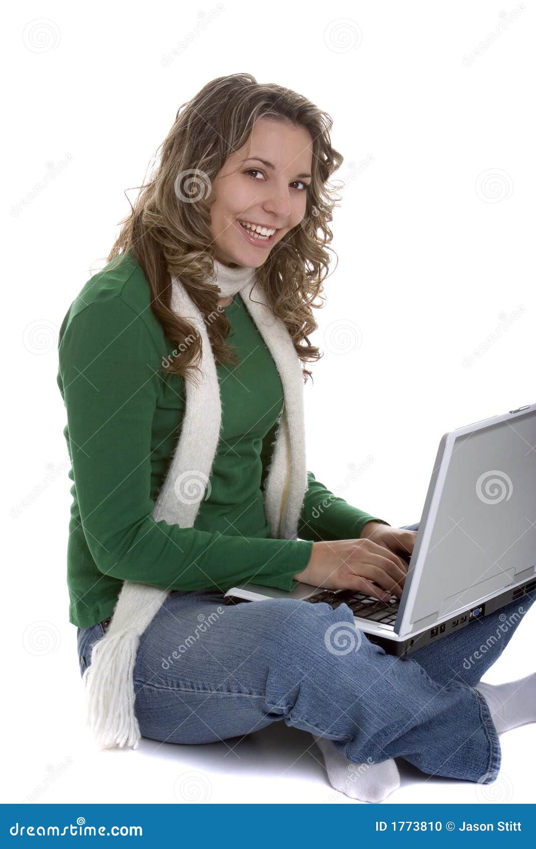 Laptop Woman stock photo. Image of computer, smiling, white - 1773810